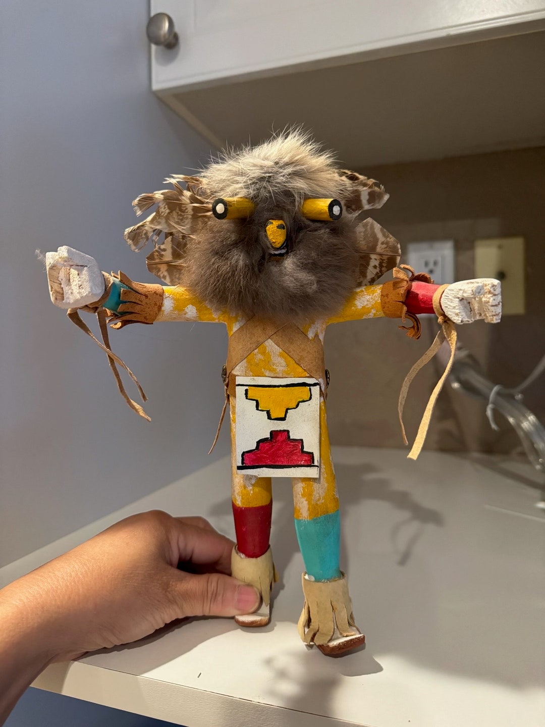 Vintage Large Native American Kachina Doll in Yellow With Googly Eyes ...