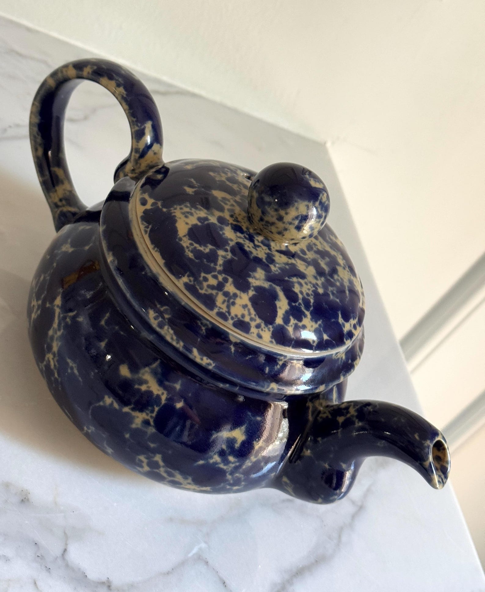 Small Vintage Teapot & Lid Agate Blue by BENNINGTON POTTERS 9.5"x5.25 ...