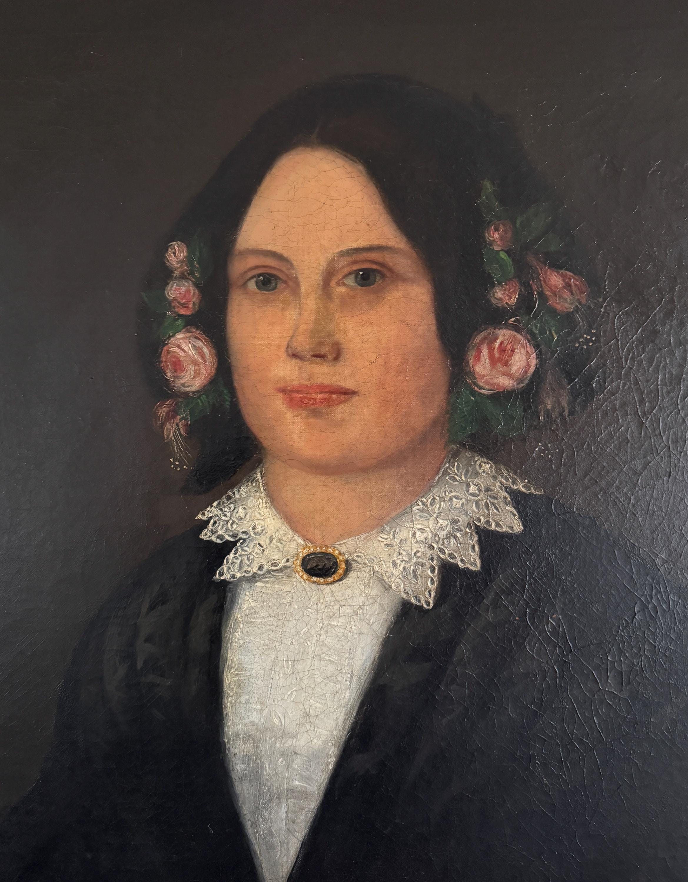 Antique 1853 Victorian Oil Painting of Lady Portrait of Mary Rogers 35. ...