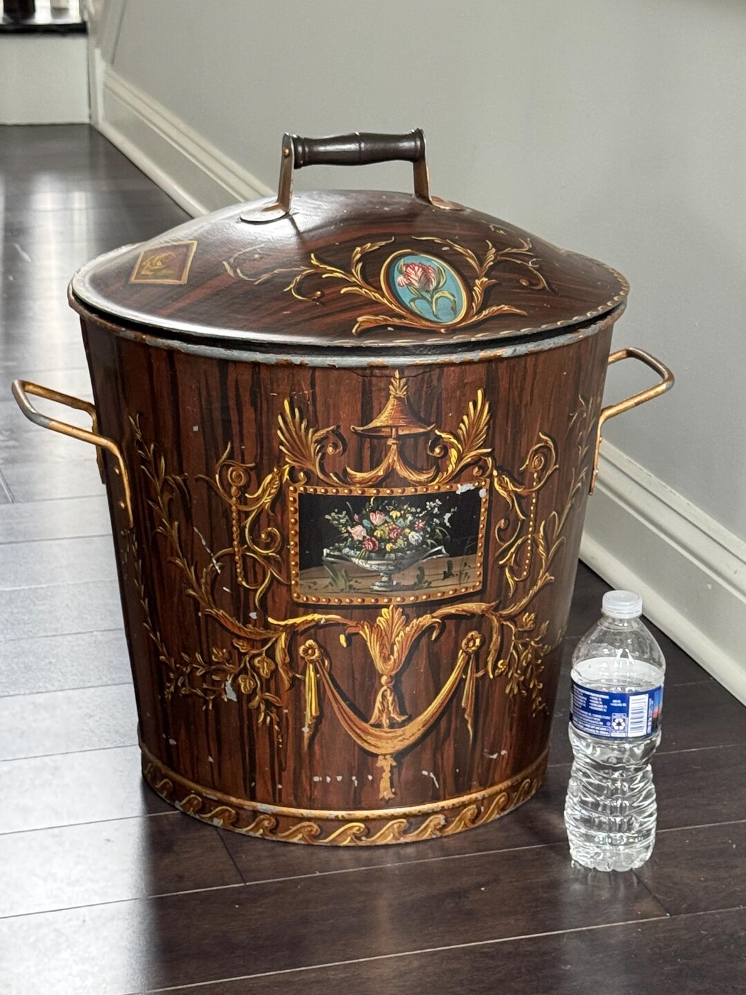 Vintage Decorative Metal Coal Bucket 18.5"x16" With Lid by Artist Bob ...