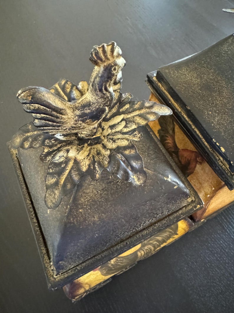 Vintage CBK Country Rustic Kitchen Storage Canister Rooster Set W Tray ...