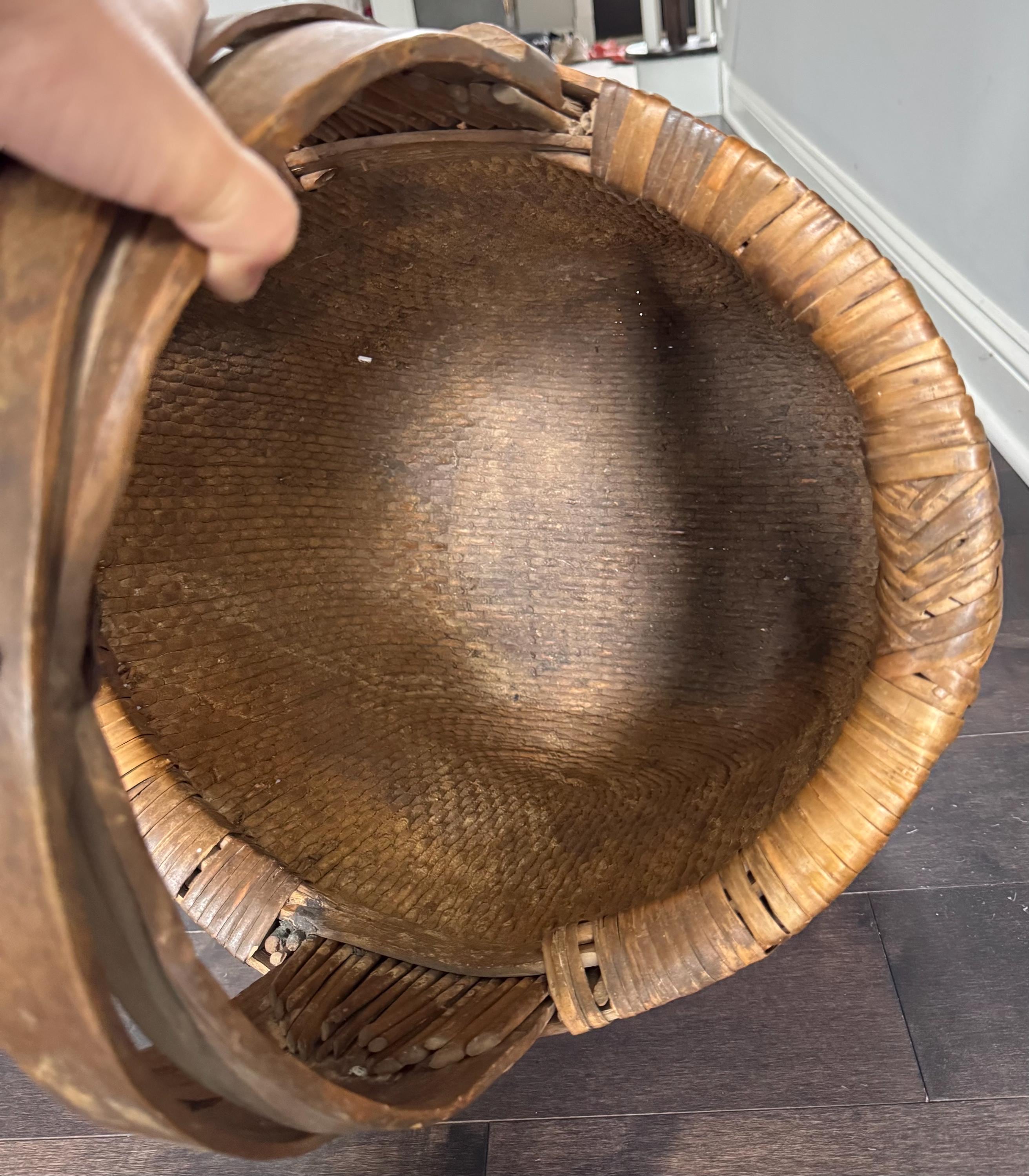 Large Early 20th Century Ariana Chinese Willow Rice Grain Basket 23.5 ...