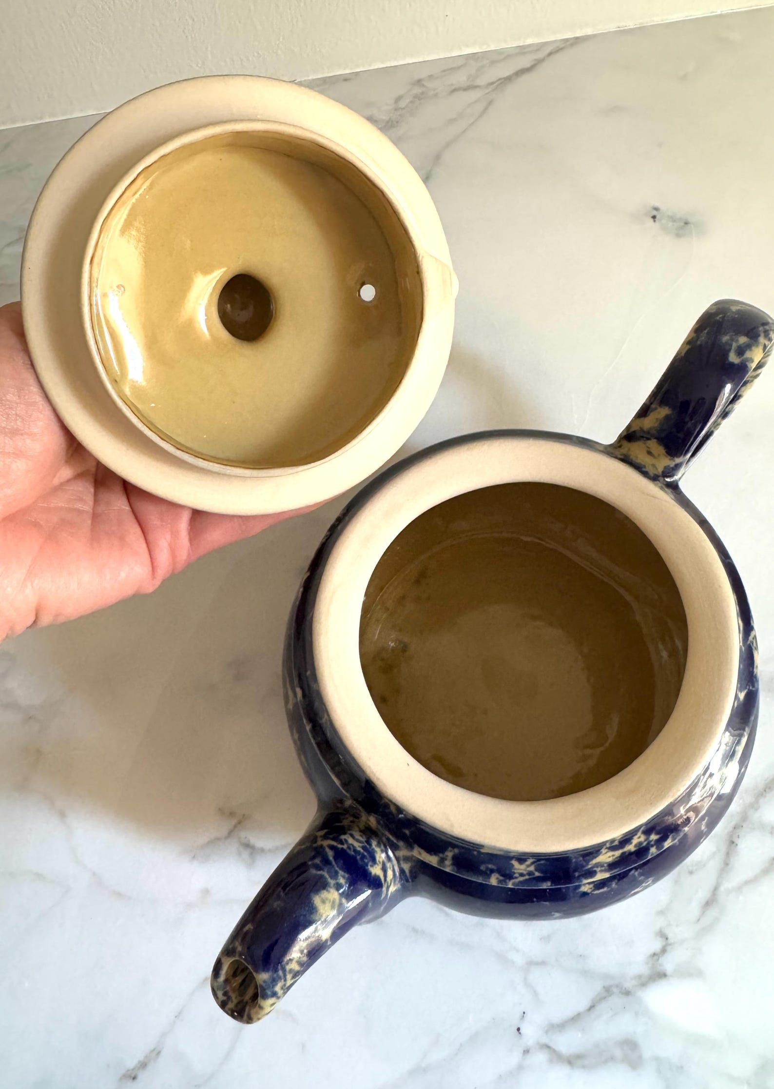 Small Vintage Teapot & Lid Agate Blue by BENNINGTON POTTERS 9.5"x5.25 ...