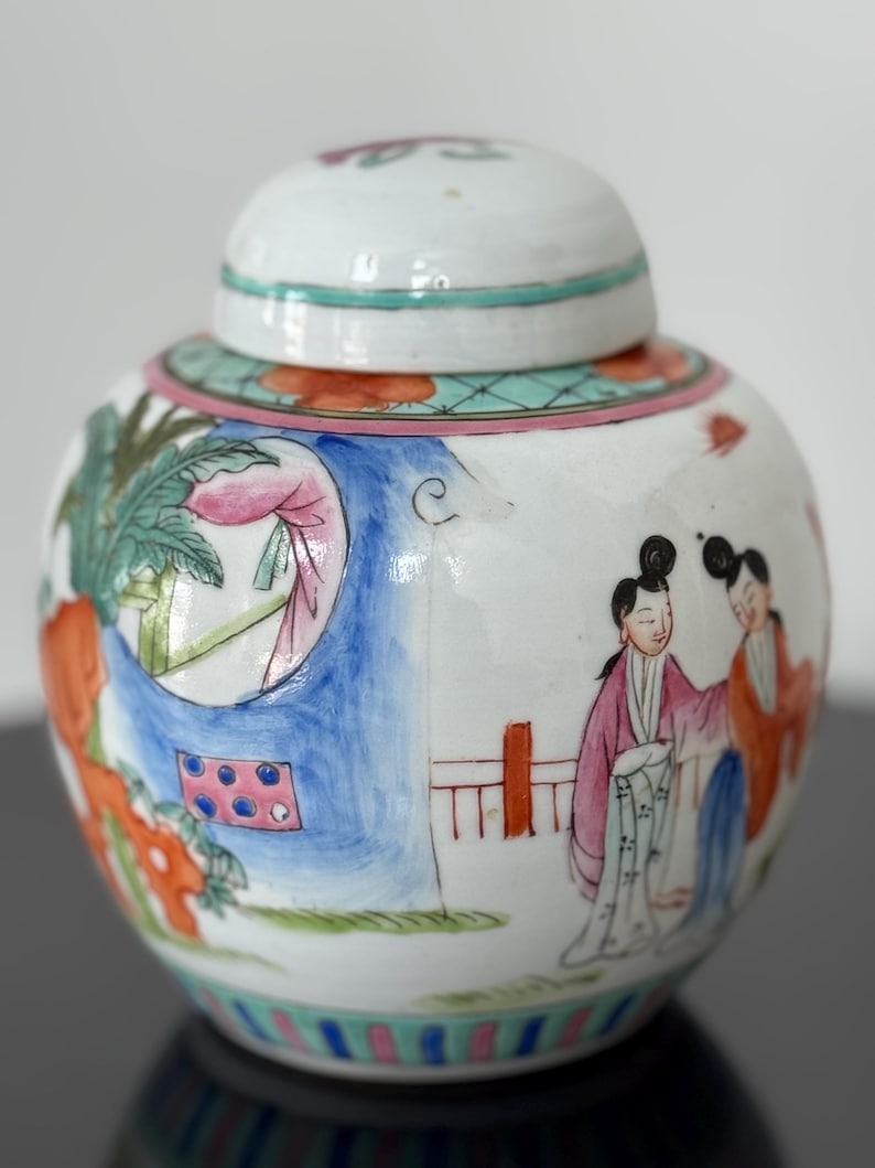 19th Century Antique China Export Porcelain Famille Rose Ginger Jar ...