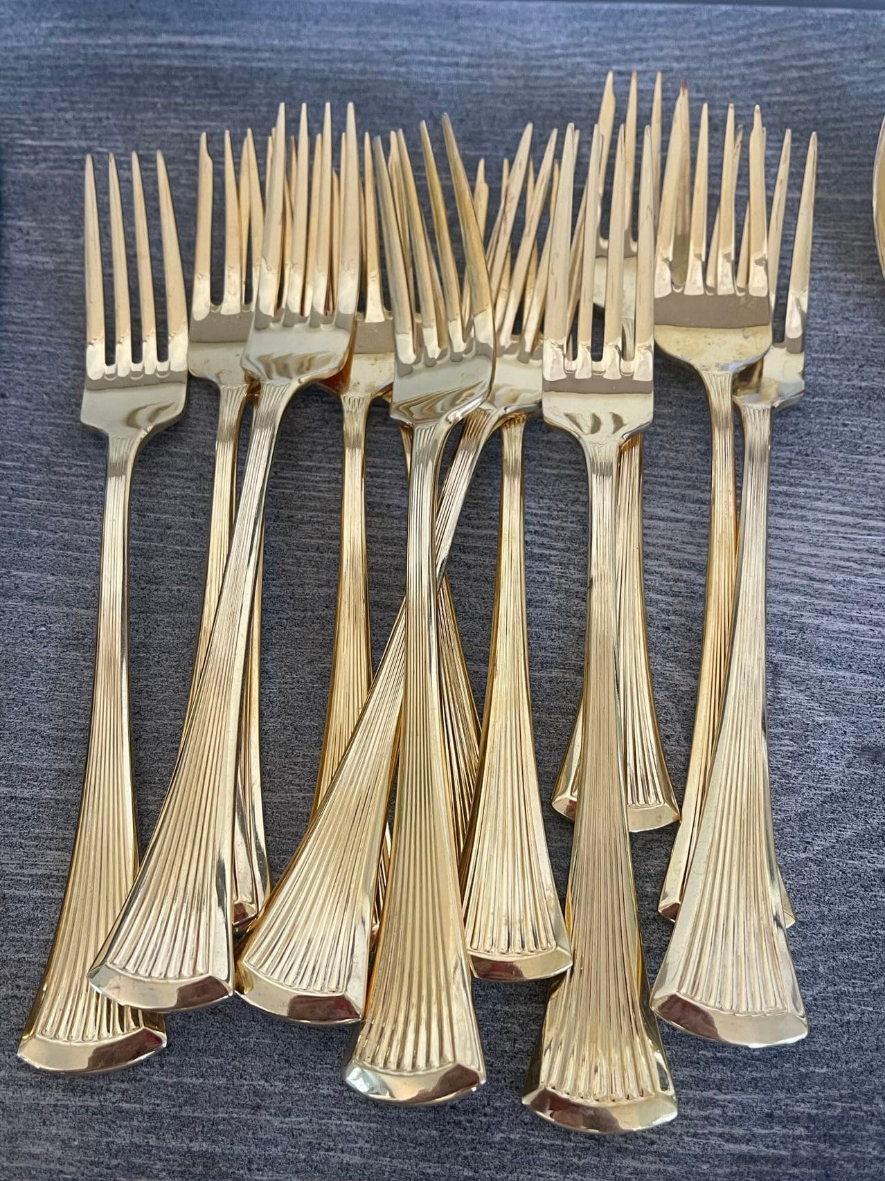 Set of 38 Vintage International LYON Gold Plated Stainless Flatware ...