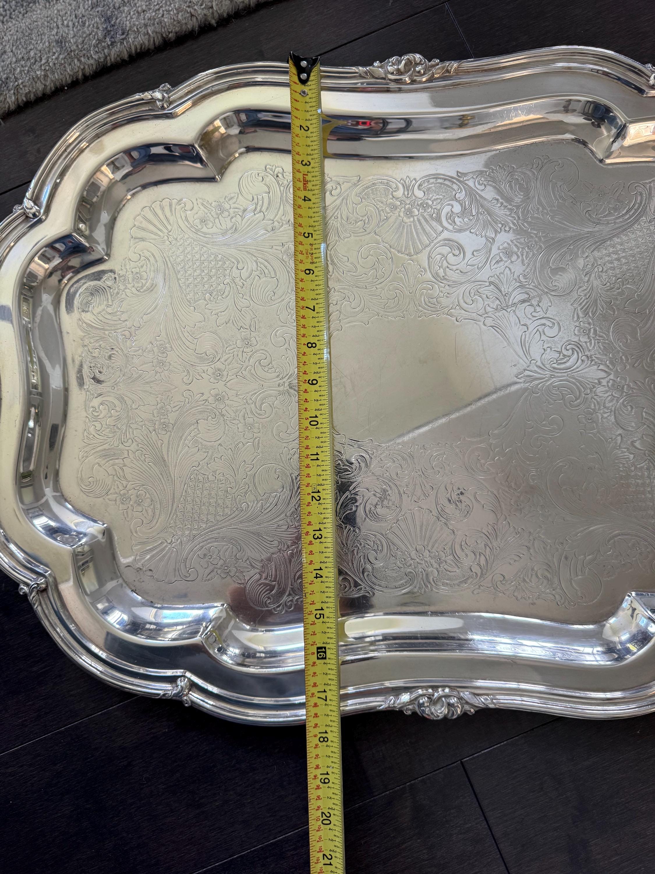 Vintage Heavy Melon Sheffield Design Silver Plate Oval Serving Tray 30 ...