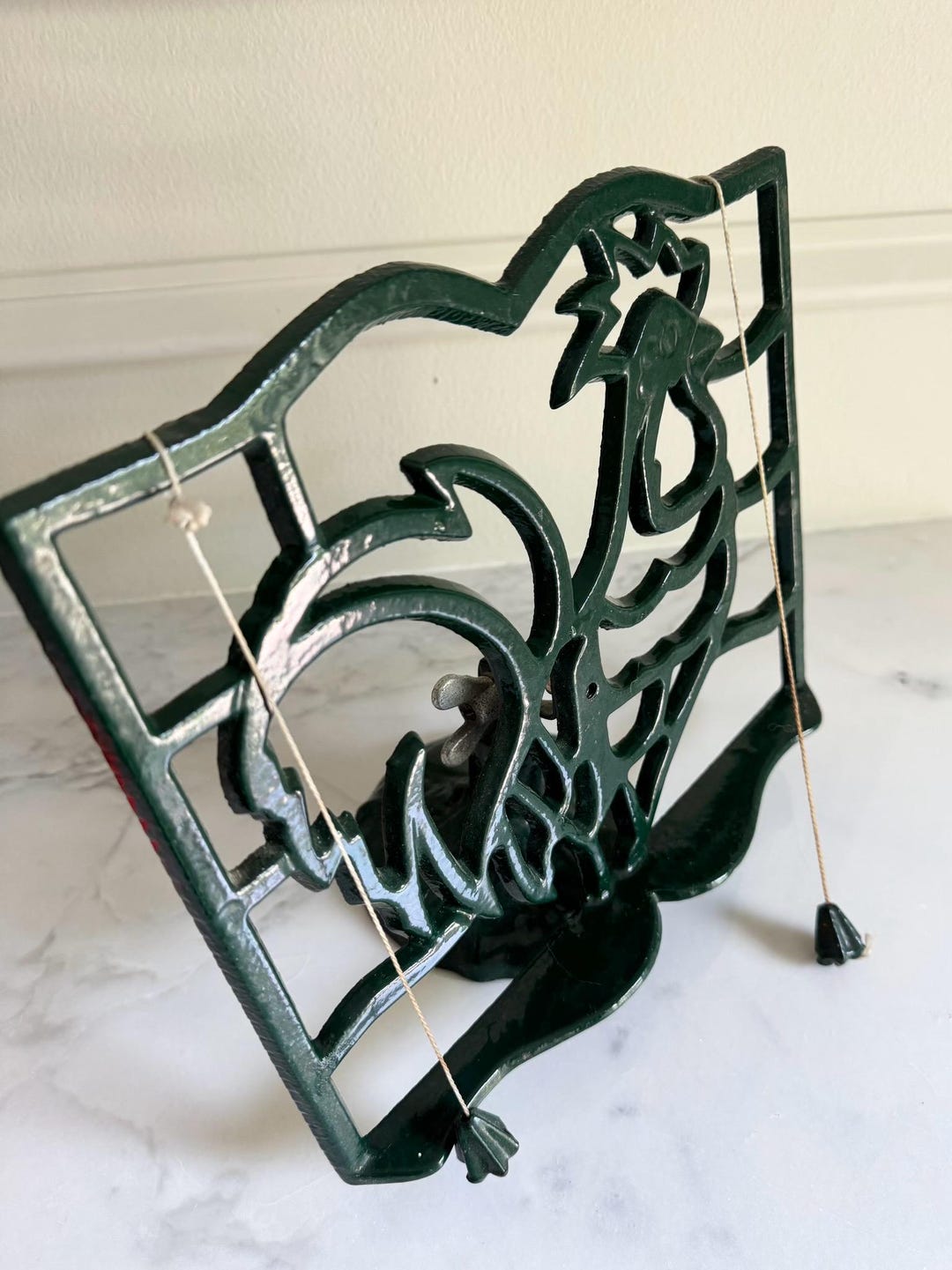 Vintage Green French Style Rooster Cast Iron Cook Book Menu Recipe ...