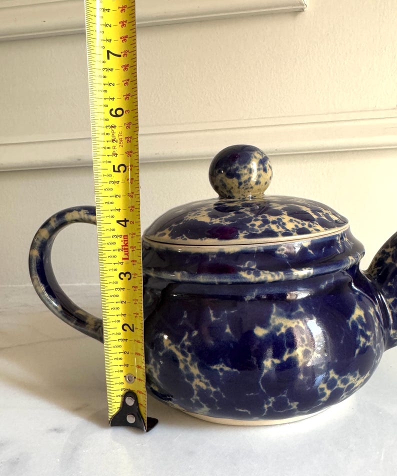 Small Vintage Teapot & Lid Agate Blue by BENNINGTON POTTERS 9.5"x5.25 ...