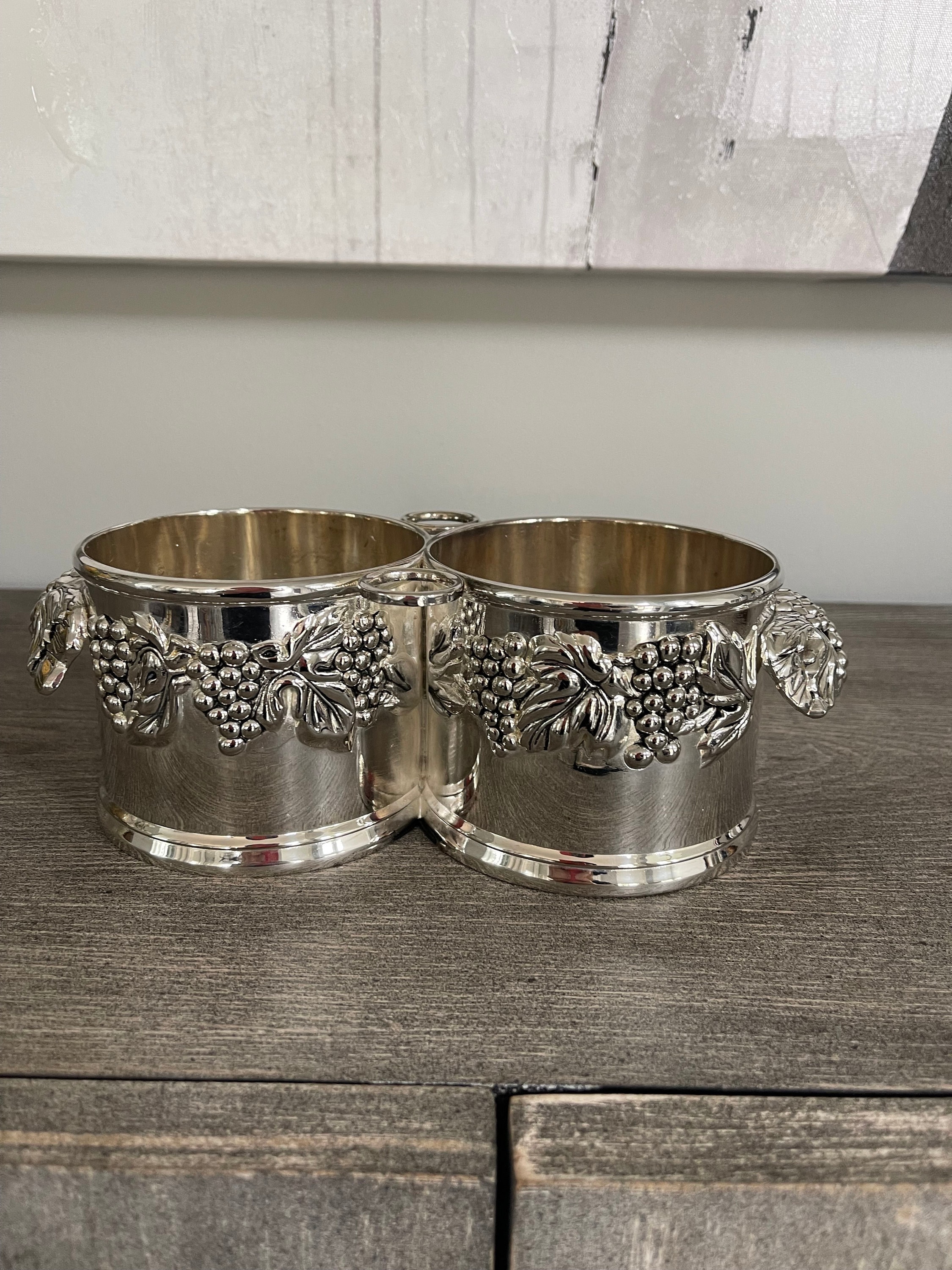 Vintage SILEA Silverplate Dual Wine Bottle Holder/coasters - Etsy