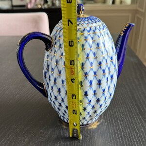 Lomonosov Cobalt Blue and Gold Fishnet Coffeepot Coffee Pot /teapot ...