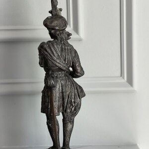Vintage or Antique Spelter Figure Guard Sculpture Statue Holding Bronze ...