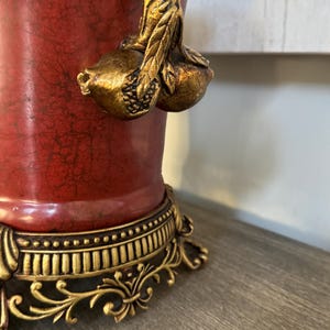 Cayen Collection Burgundy Porcelain Cachepot or Planter or Jardiniere W Pomegranate Antiqued ...