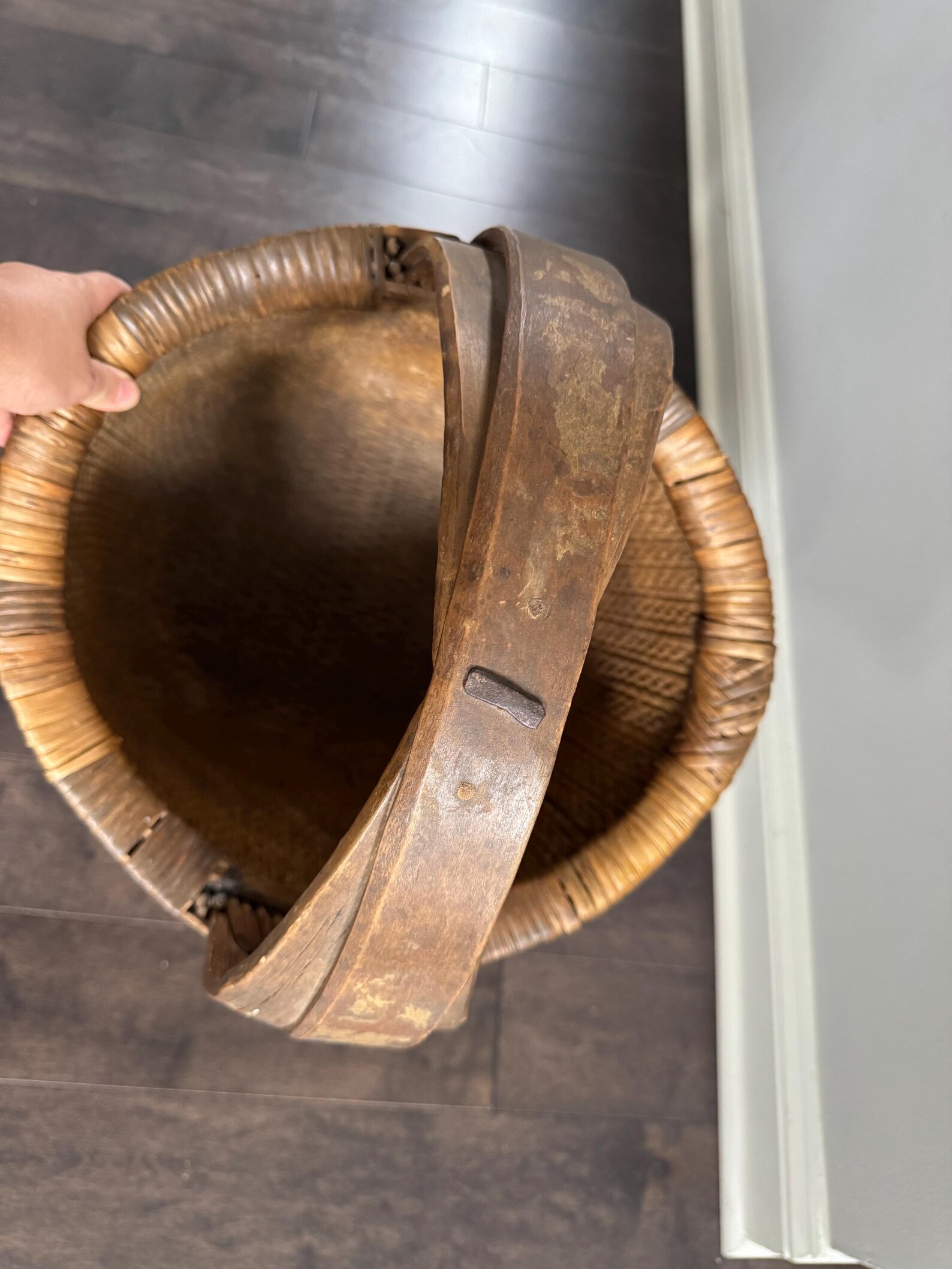 Large Early 20th Century Ariana Chinese Willow Rice Grain Basket 23.5 ...