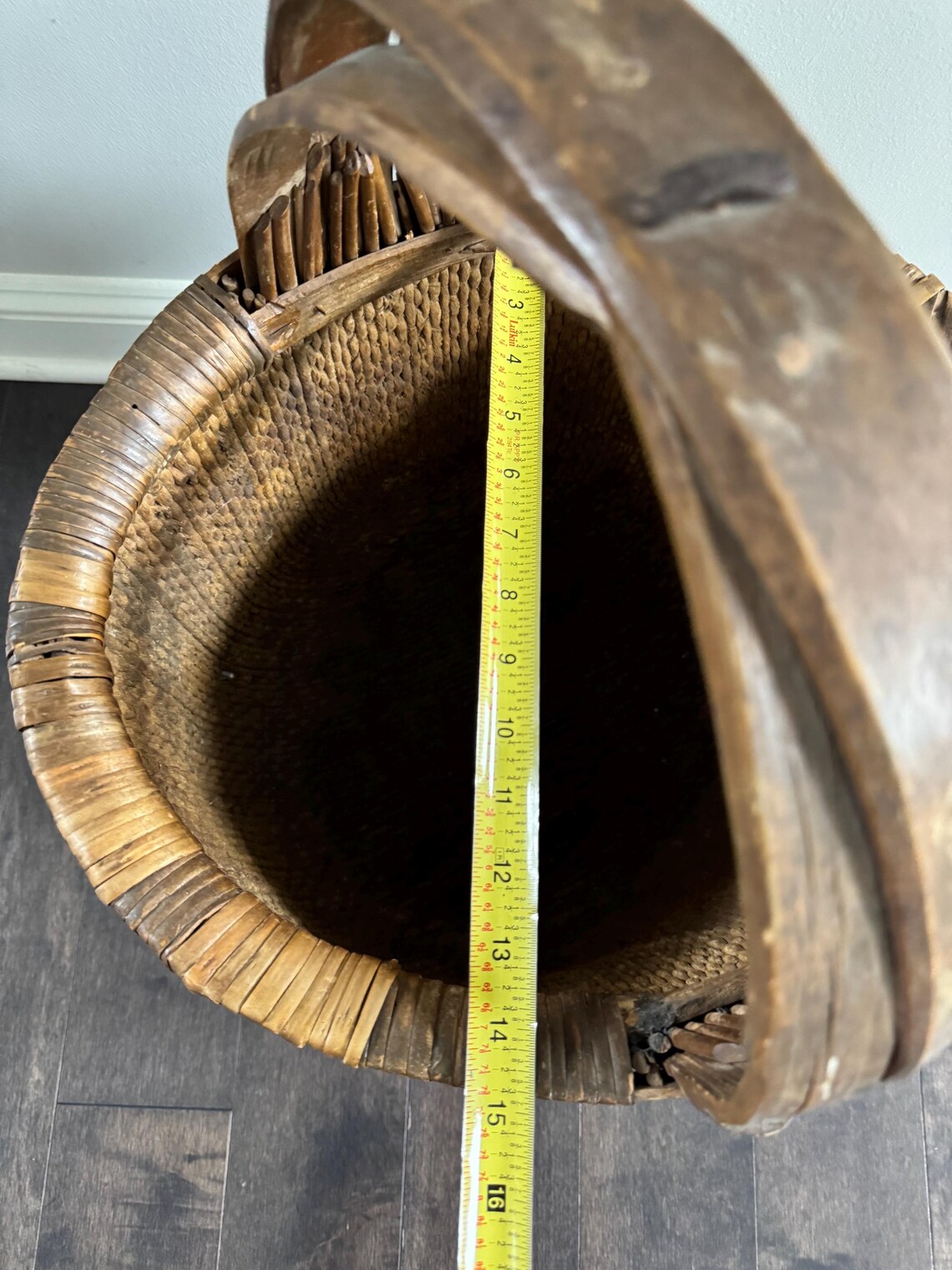 Large Early 20th Century Ariana Chinese Willow Rice Grain Basket 23.5 ...
