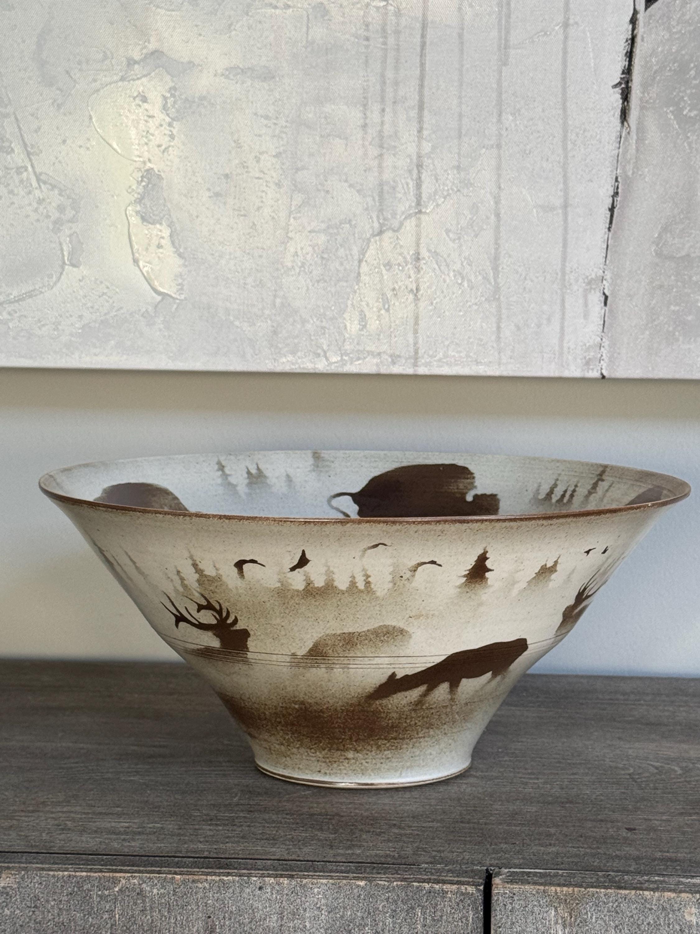 Beautiful Large Thomas Norby Studio Pottery Bowl Wildlife Motif Artist ...