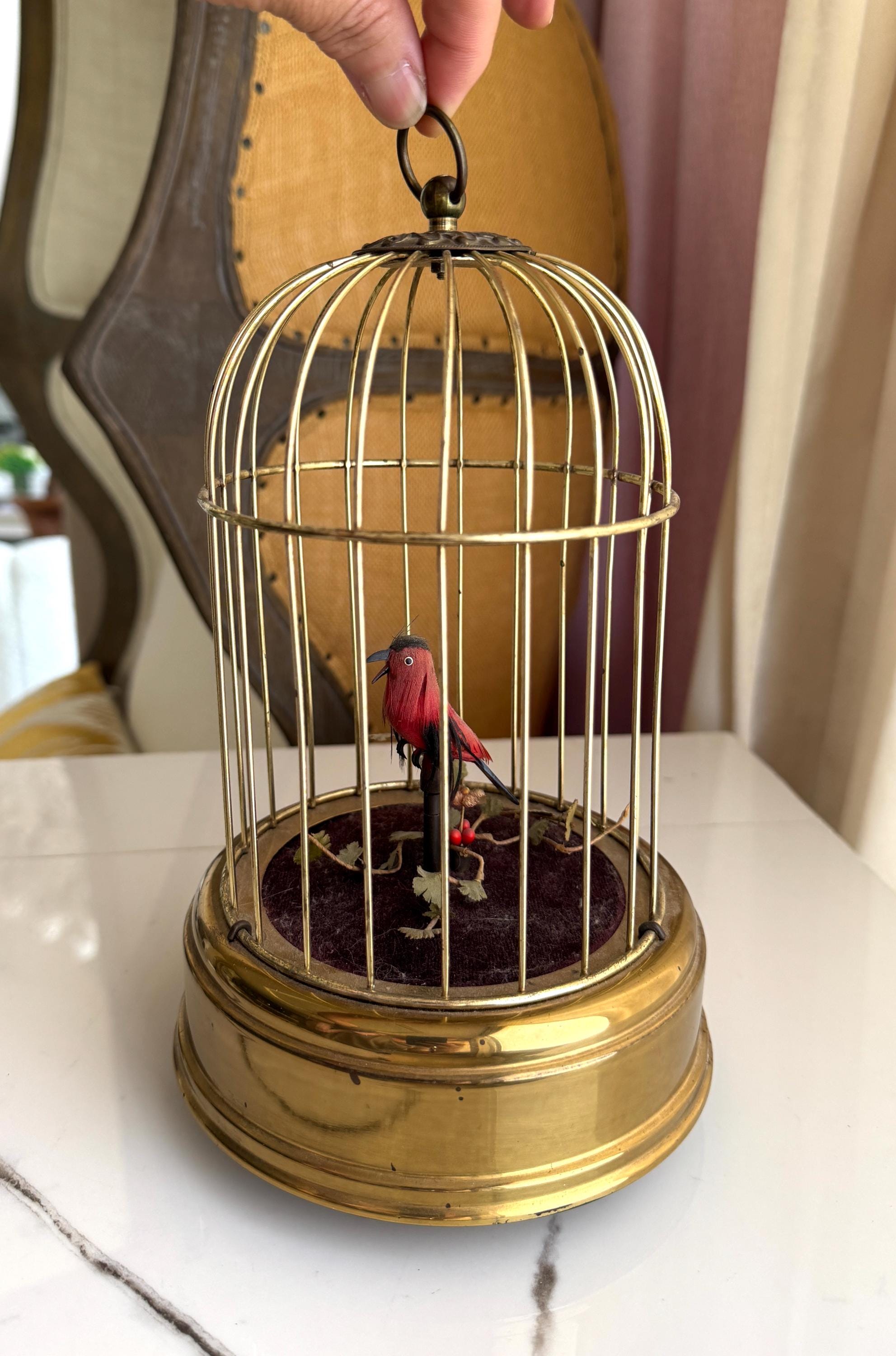 Vintage Hasu Made in Germany Singing Red Bird Cage 9"x6" - the Singing ...