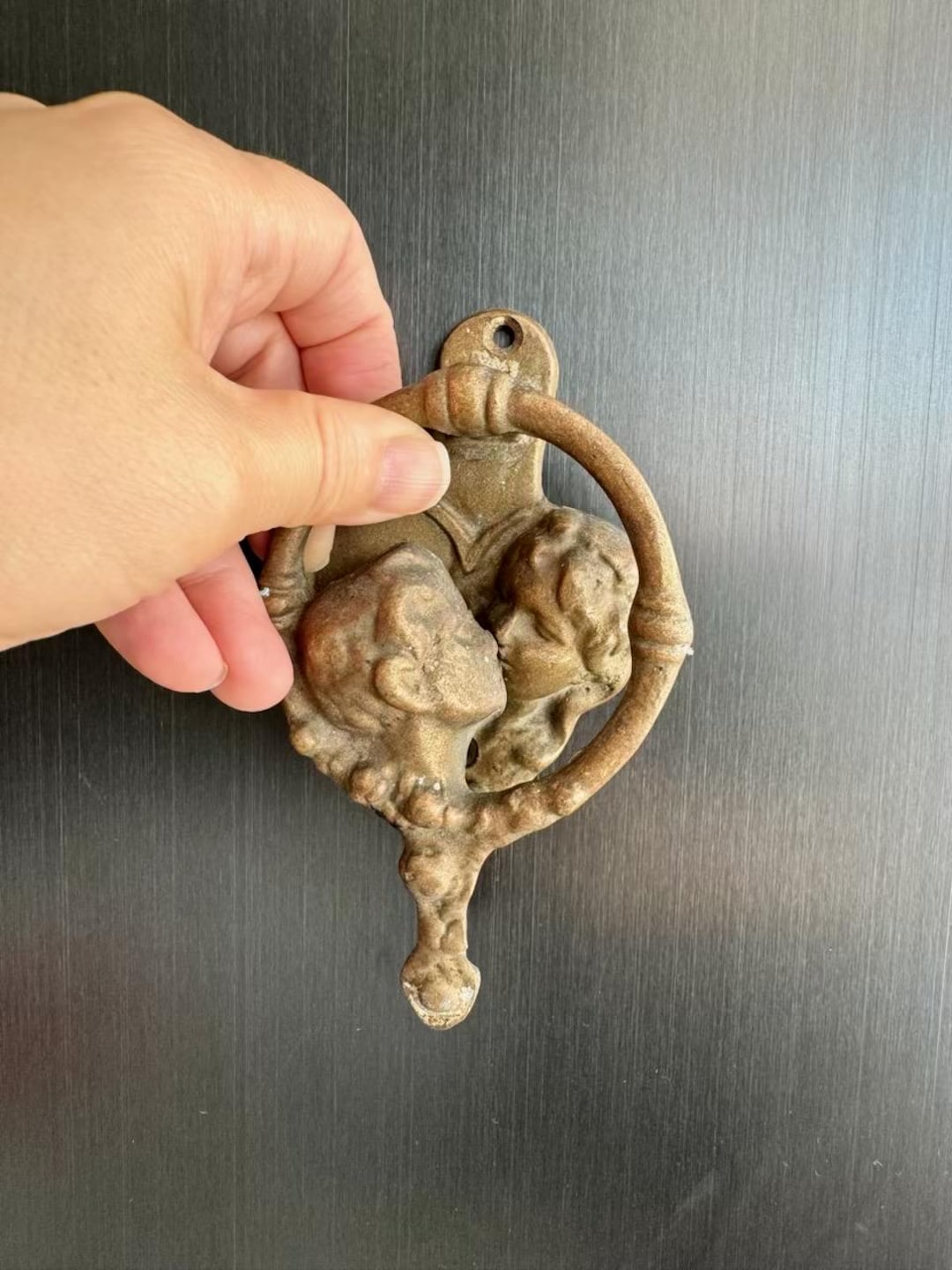 Vintage Bronze or Brass Boy Kissing Girl Door Knocker 4.9x 2.7 - Etsy