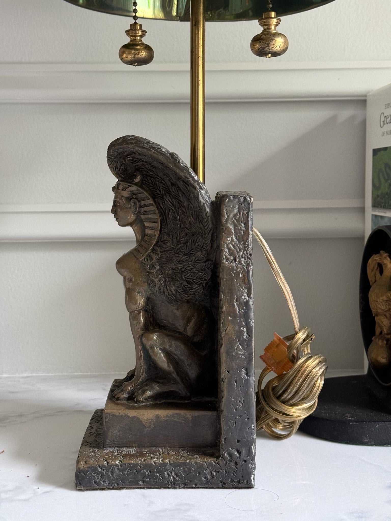 Vintage Griffin Sphinx Sculpture Gold and Black Table Lamp With Black ...