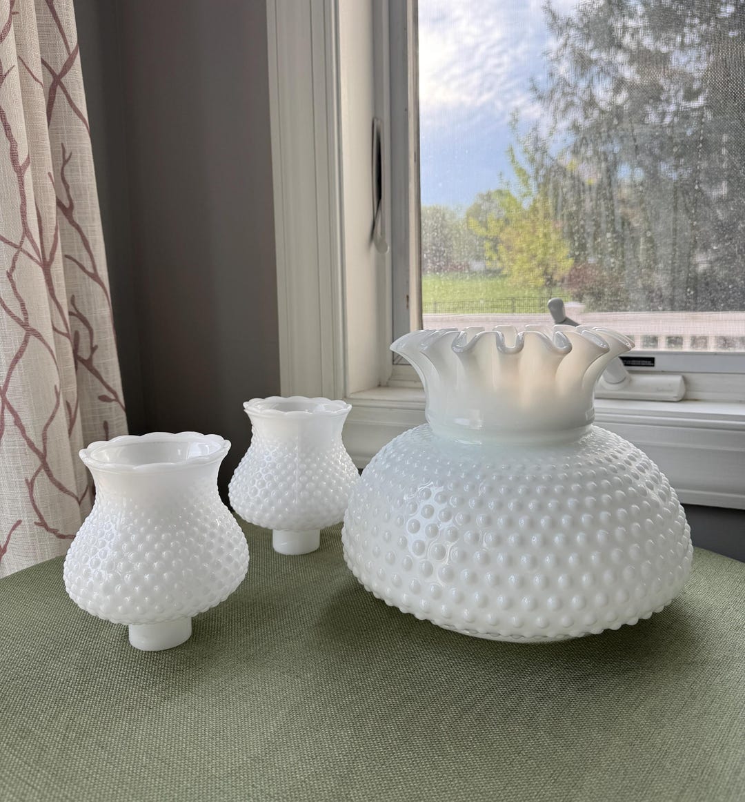 Choose From Fenton Opalescent White Milk Glass Oil Student Lamp Shade ...