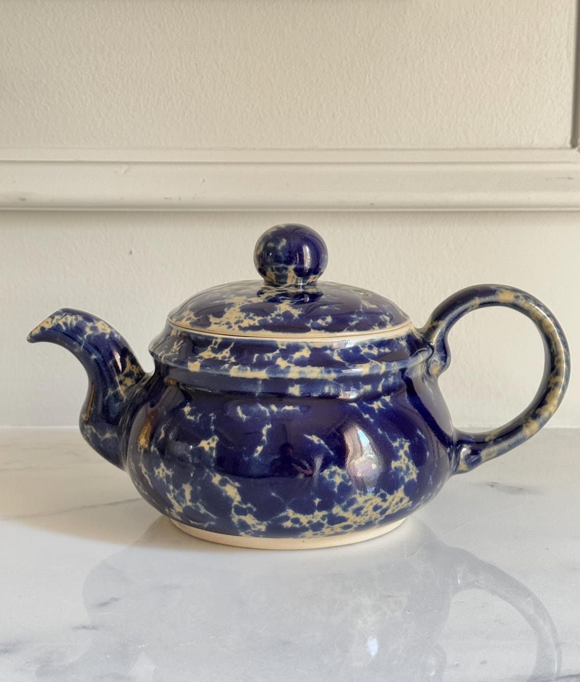 Small Vintage Teapot & Lid Agate Blue by BENNINGTON POTTERS 9.5"x5.25 ...