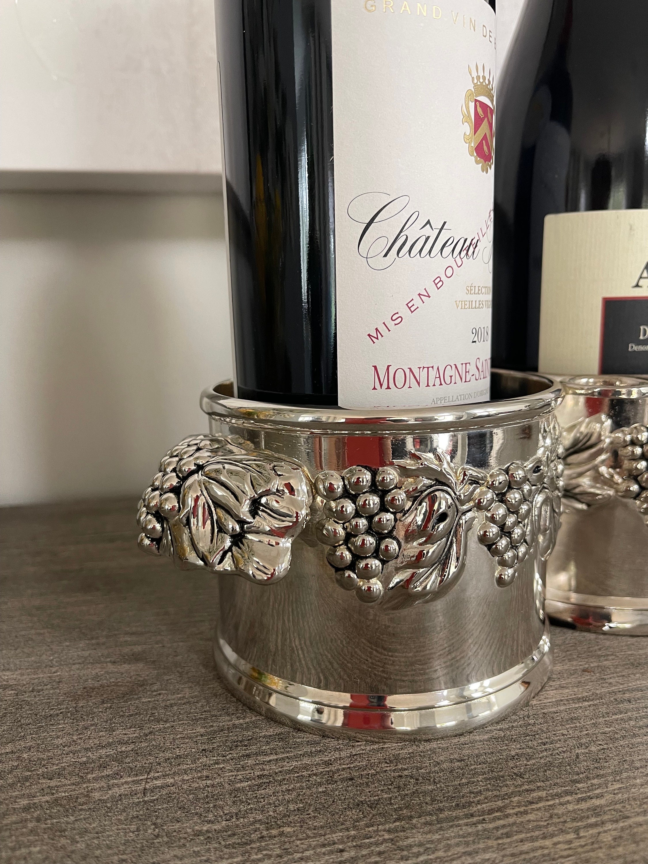 Vintage SILEA Silverplate Dual Wine Bottle Holder/coasters - Etsy