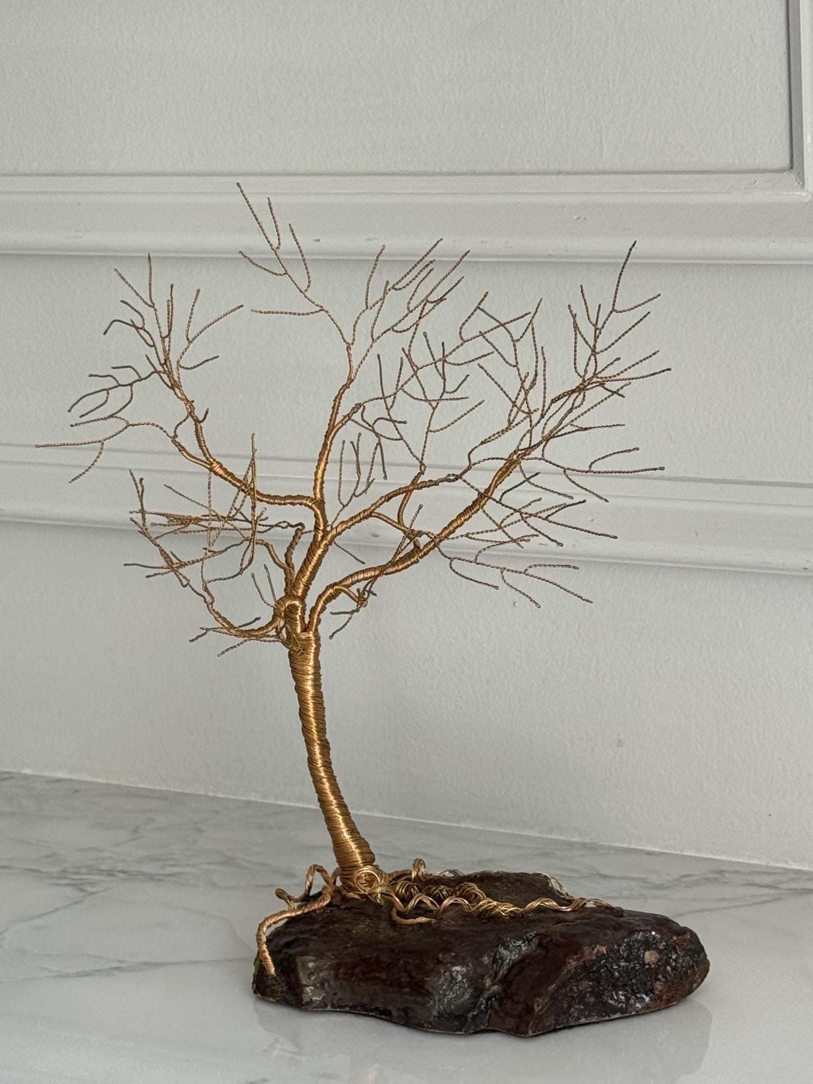 Vintage Twisted Copper Wire Tree Sculpture on Slate 12"x6" - Etsy