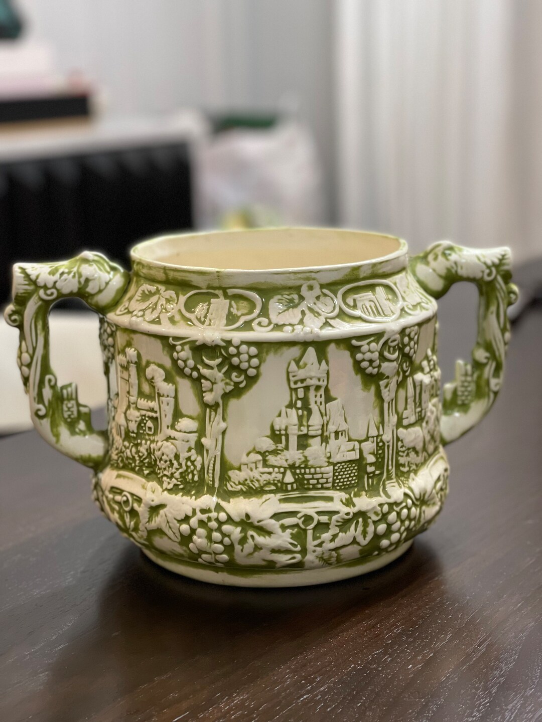Large Signed Vintage 1970 German Castle Bowl Vase Flower Pot Pottery ...