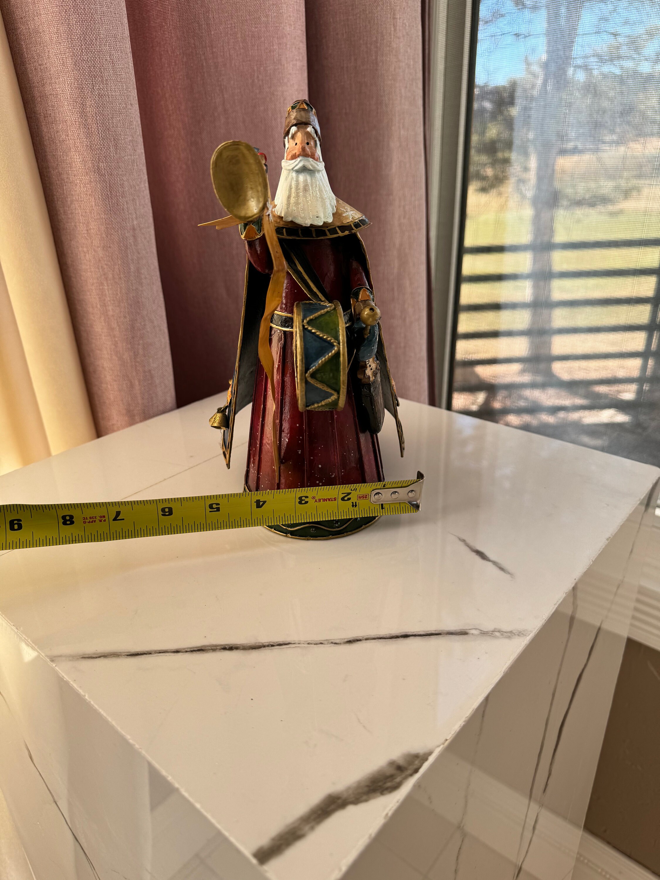 Vintage Metal Santa Figure Sculpture Blowing Horn and Beating the Drum ...