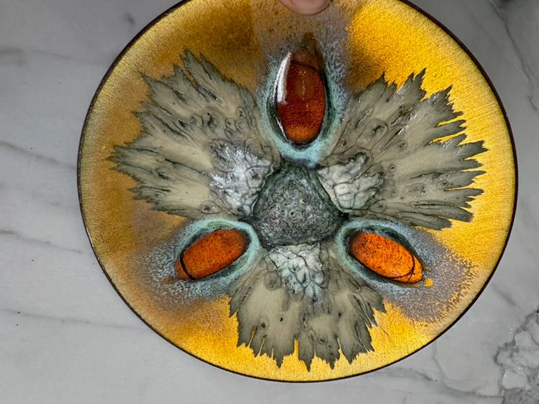 Vintage Enamel on Copper Art Plate Signed Edwards Star for Gumps San ...