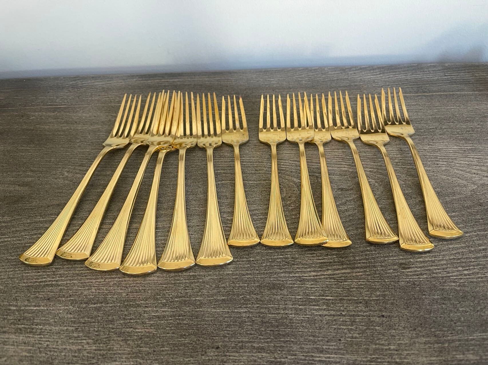 Set of 38 Vintage International LYON Gold Plated Stainless Flatware ...