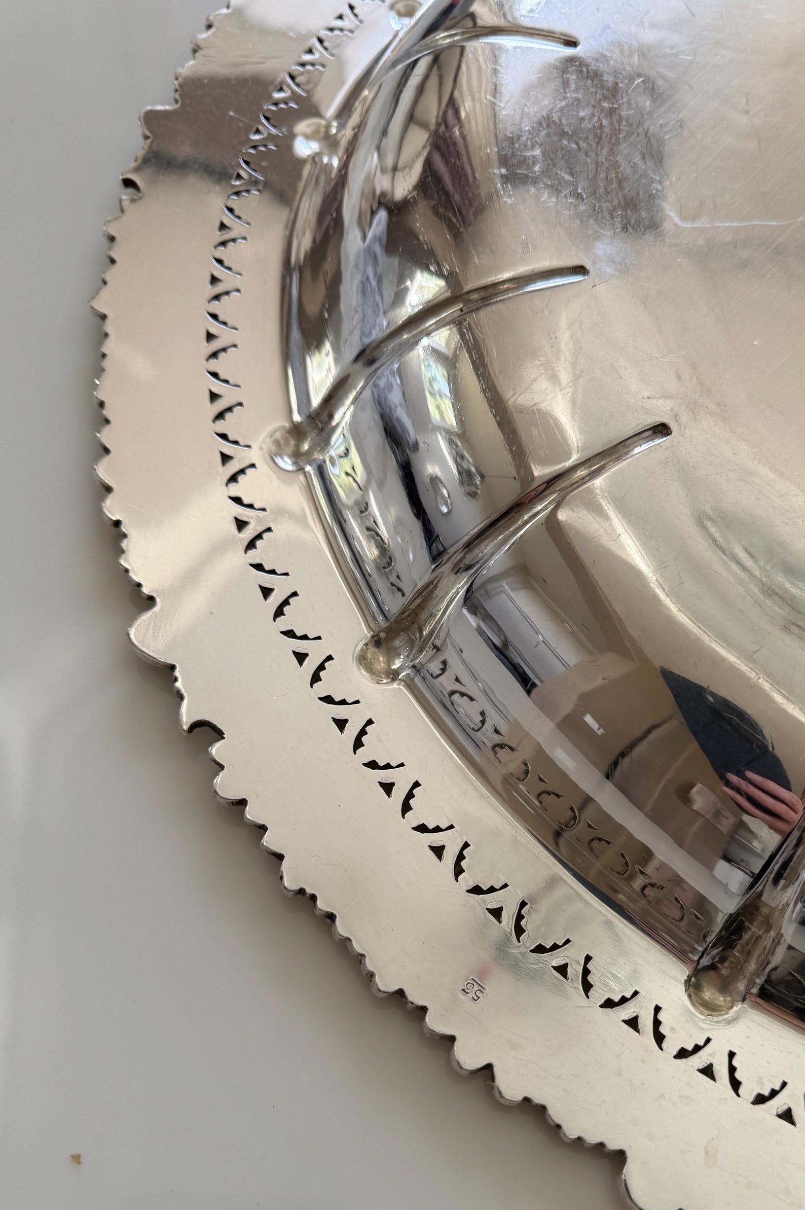 Large Vintage Ellis Barker Menorah Hallmark Silverplate Ornate Shallow ...