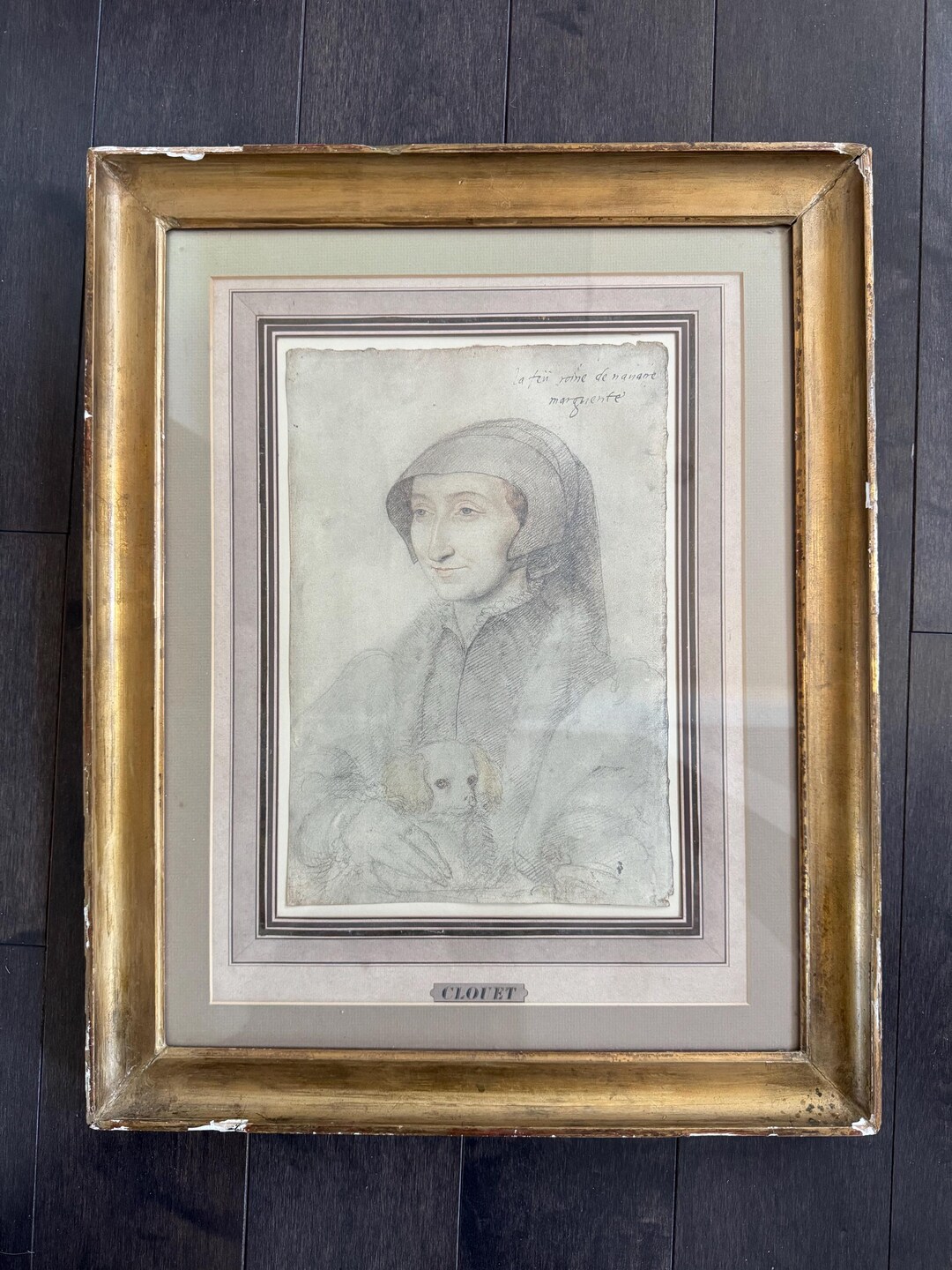 16th Century Portrait of Woman Holding Puppy Dog Drawing Painting ...