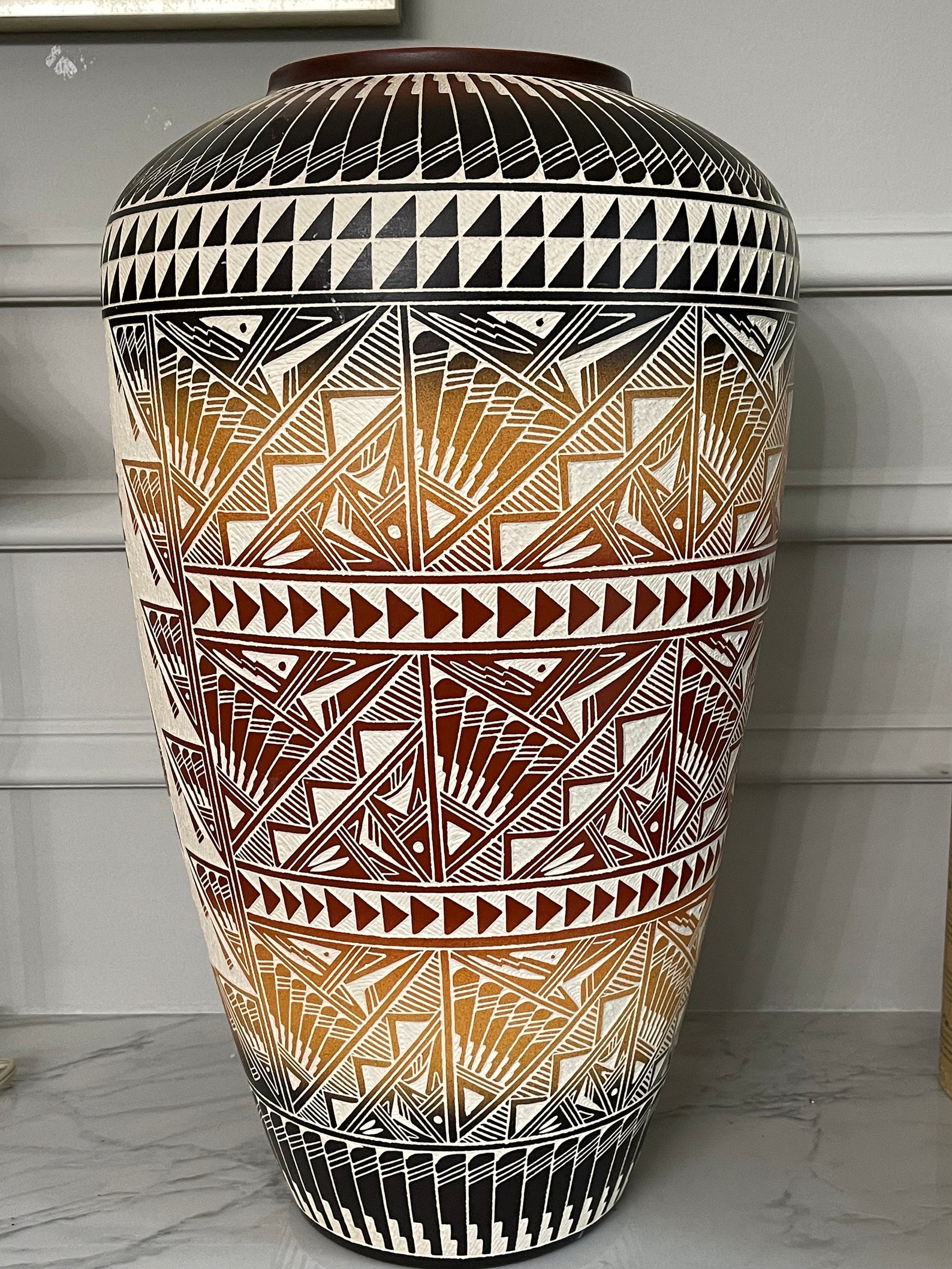 Rare Vintage Large Native American Acoma NM Art Pottery Vase Pot Chief ...