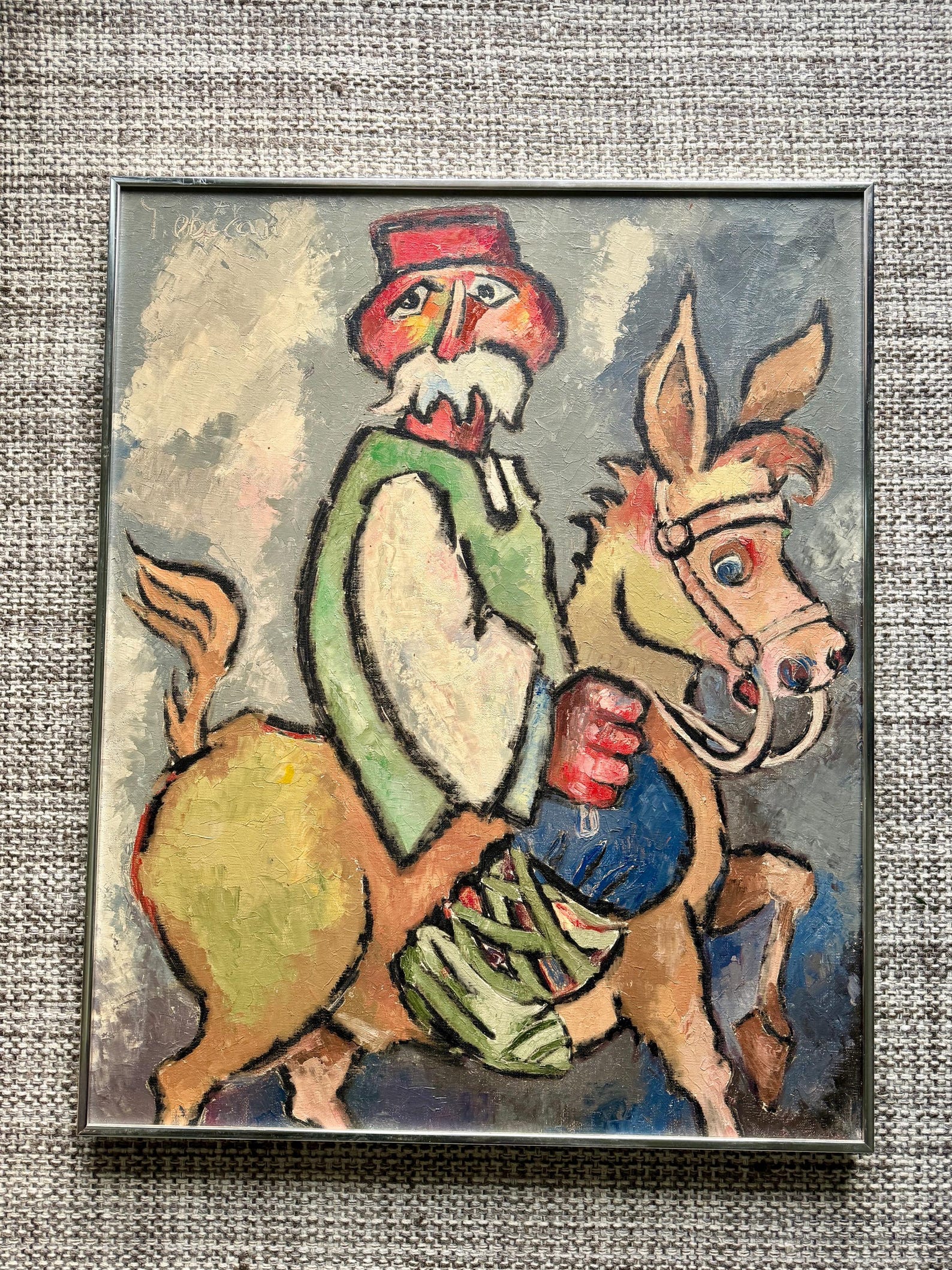 Original JOVAN OBICAN Oil Painting "happy and Unhappy"? Man Riding ...
