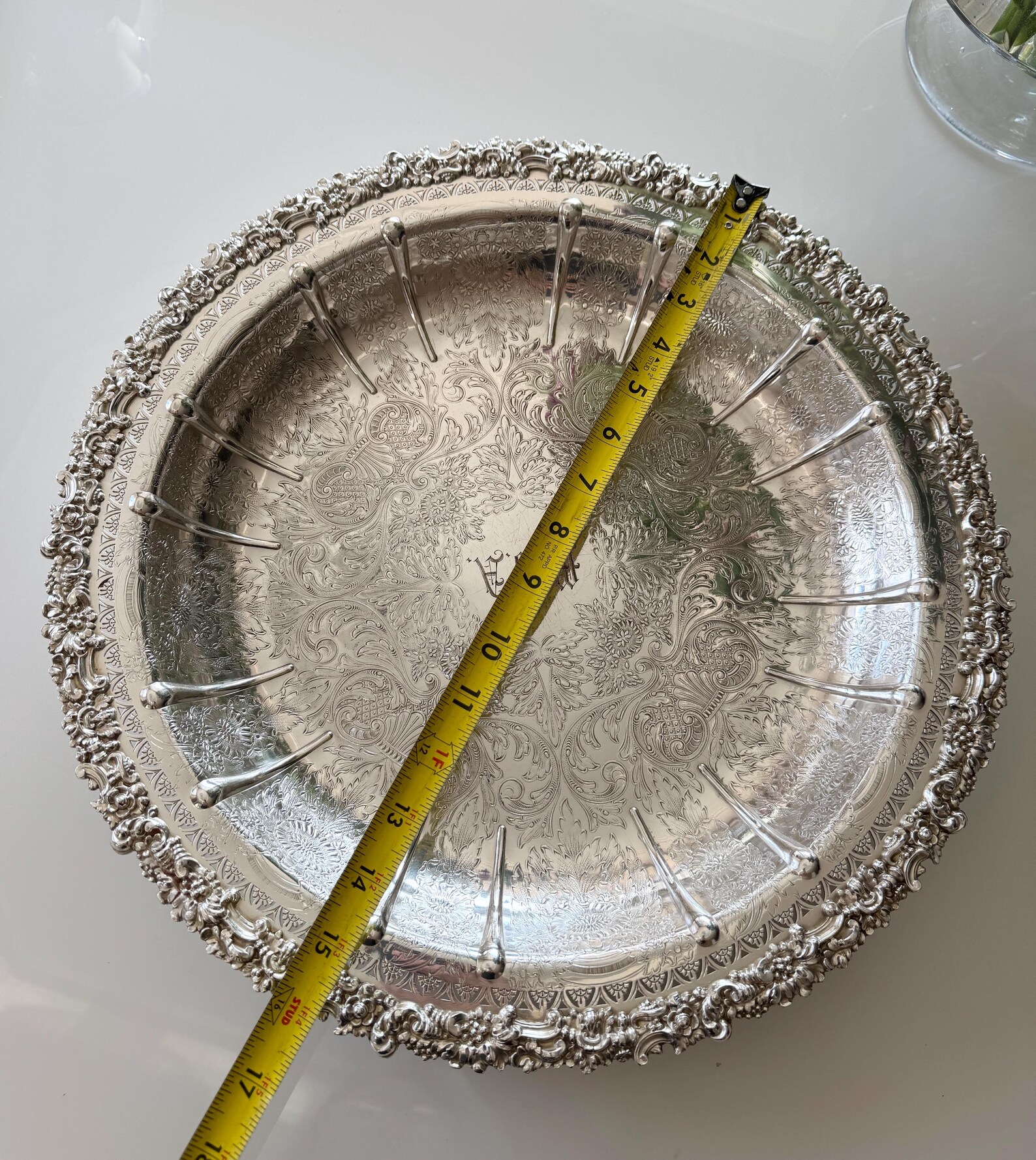 Large Vintage Ellis Barker Menorah Hallmark Silverplate Ornate Shallow ...