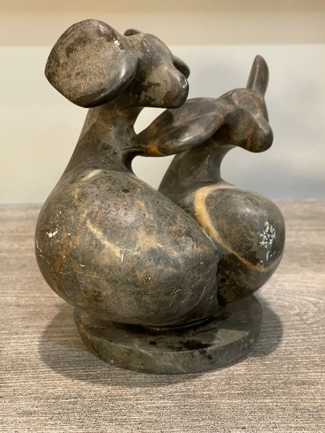 Vintage Mother Baby Kangaroo Deer Sheep Marble Stone Animal Sculpture ...