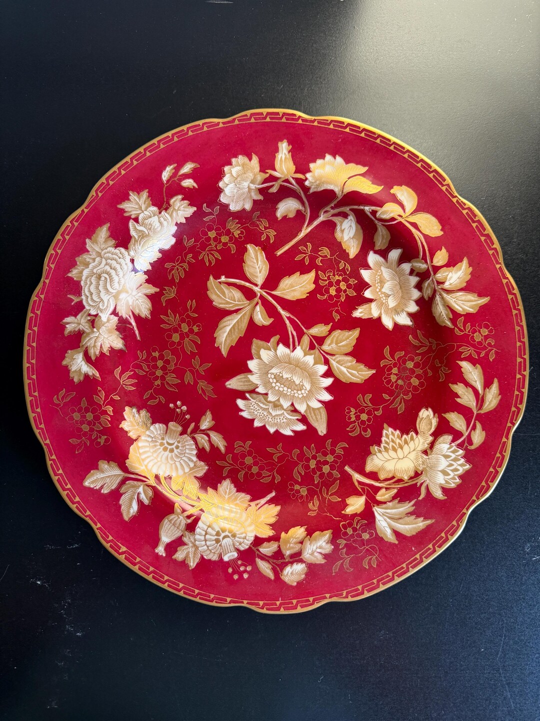 Set 4 Wedgwood Tonquin Ruby Dark Red & Gold Floral Bone China Dinner ...