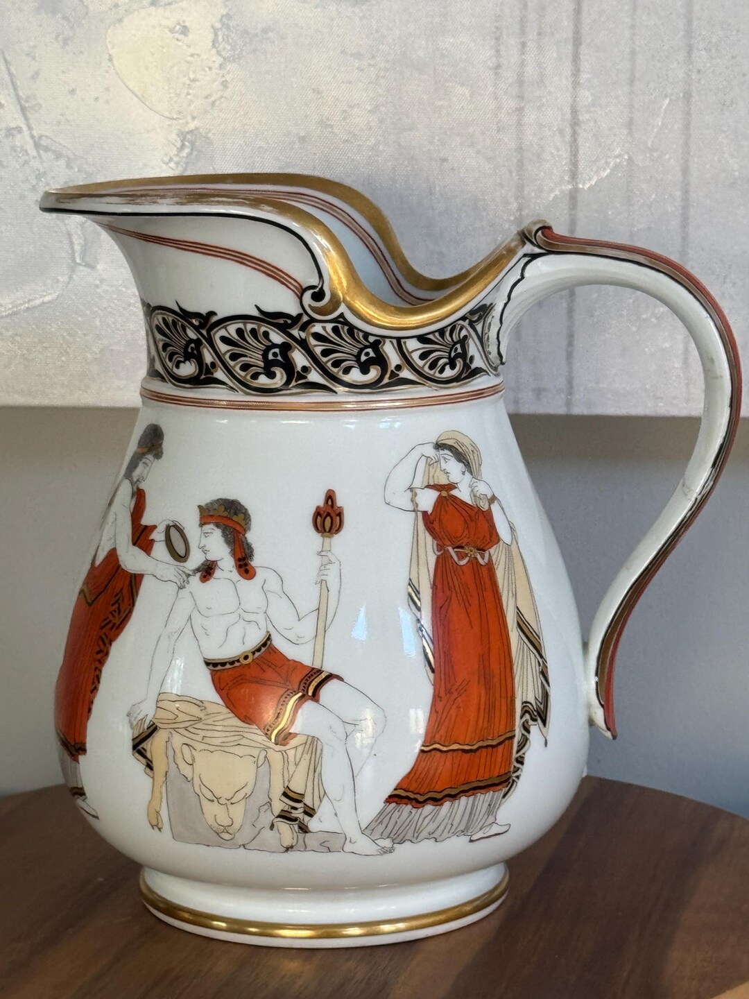 Large Vintage Greek / Roman Mythology Theme? Pitcher Jug or Vase 9"x8 ...