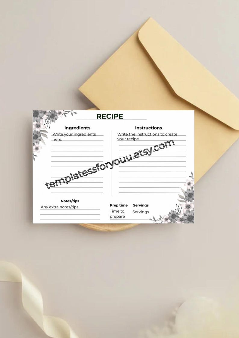 Editable/printable Recipe Card Template A5 | Orange | Pastel ...