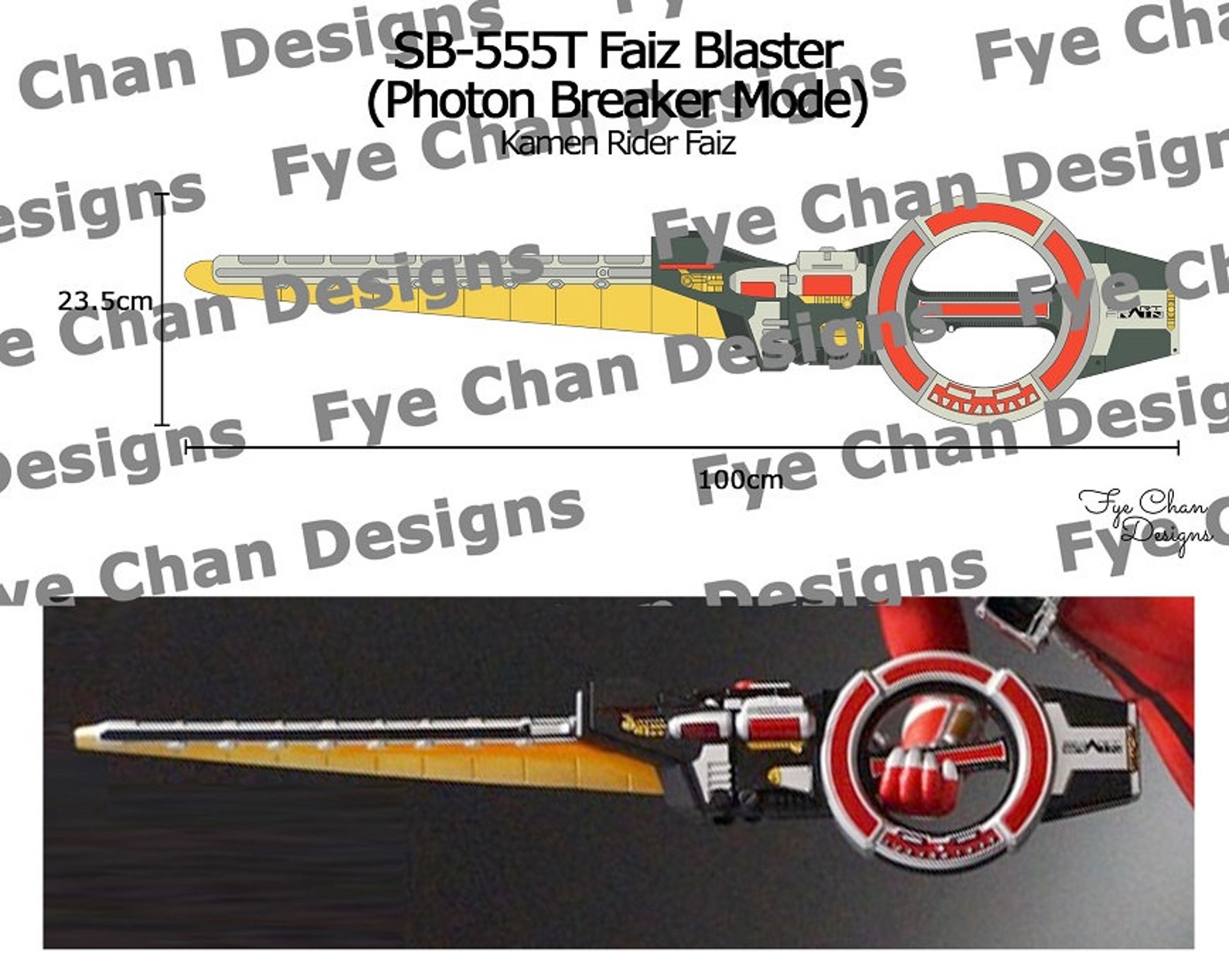 SB-555T Faiz Blaster (photon Breaker Mode) Pattern DIY Template EVA ...