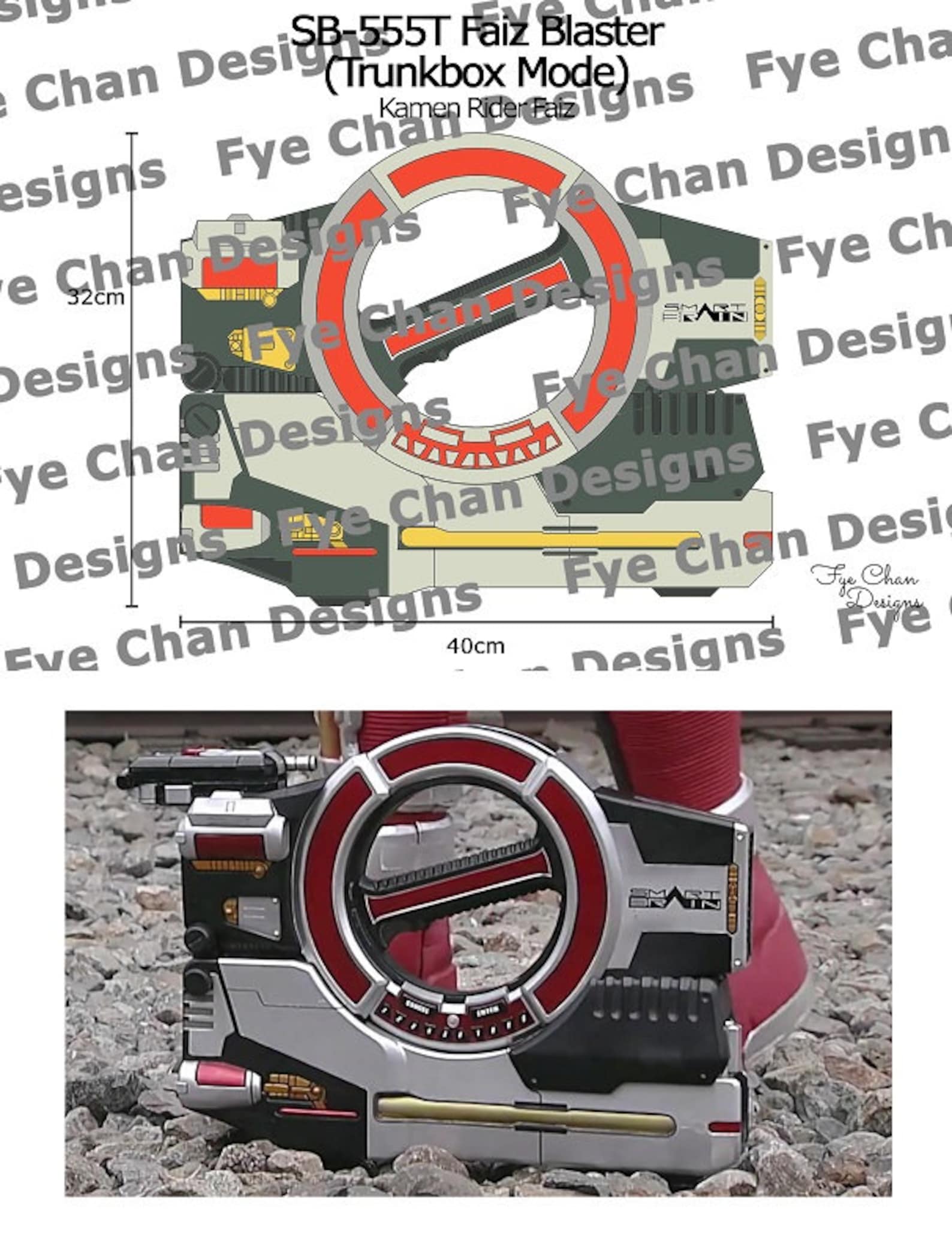 SB-555T Faiz Blaster (trunkbox Mode) Pattern DIY Template EVA Foam ...