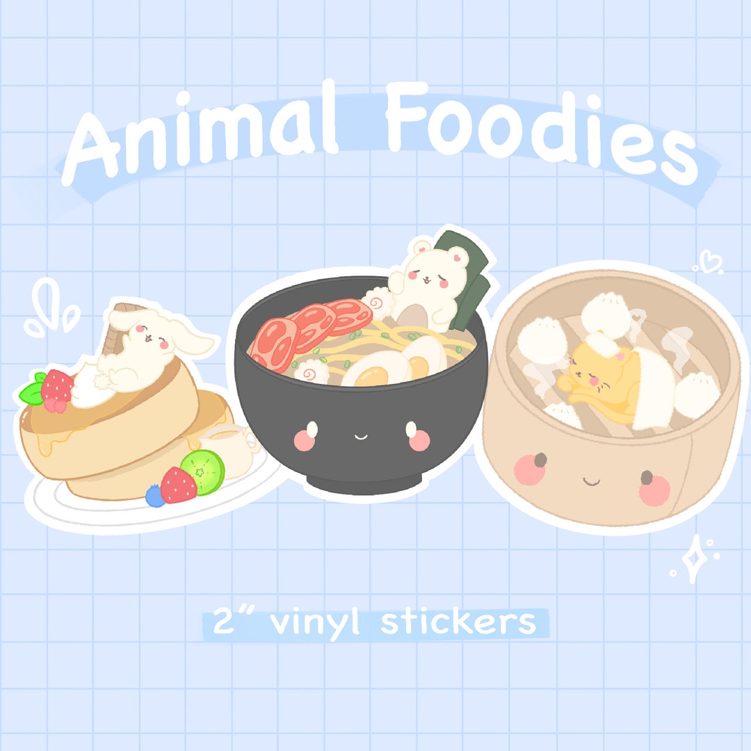 Cute Animal Food Stickers | Cute Stickers | Die-cut Vinyl Stickers ...
