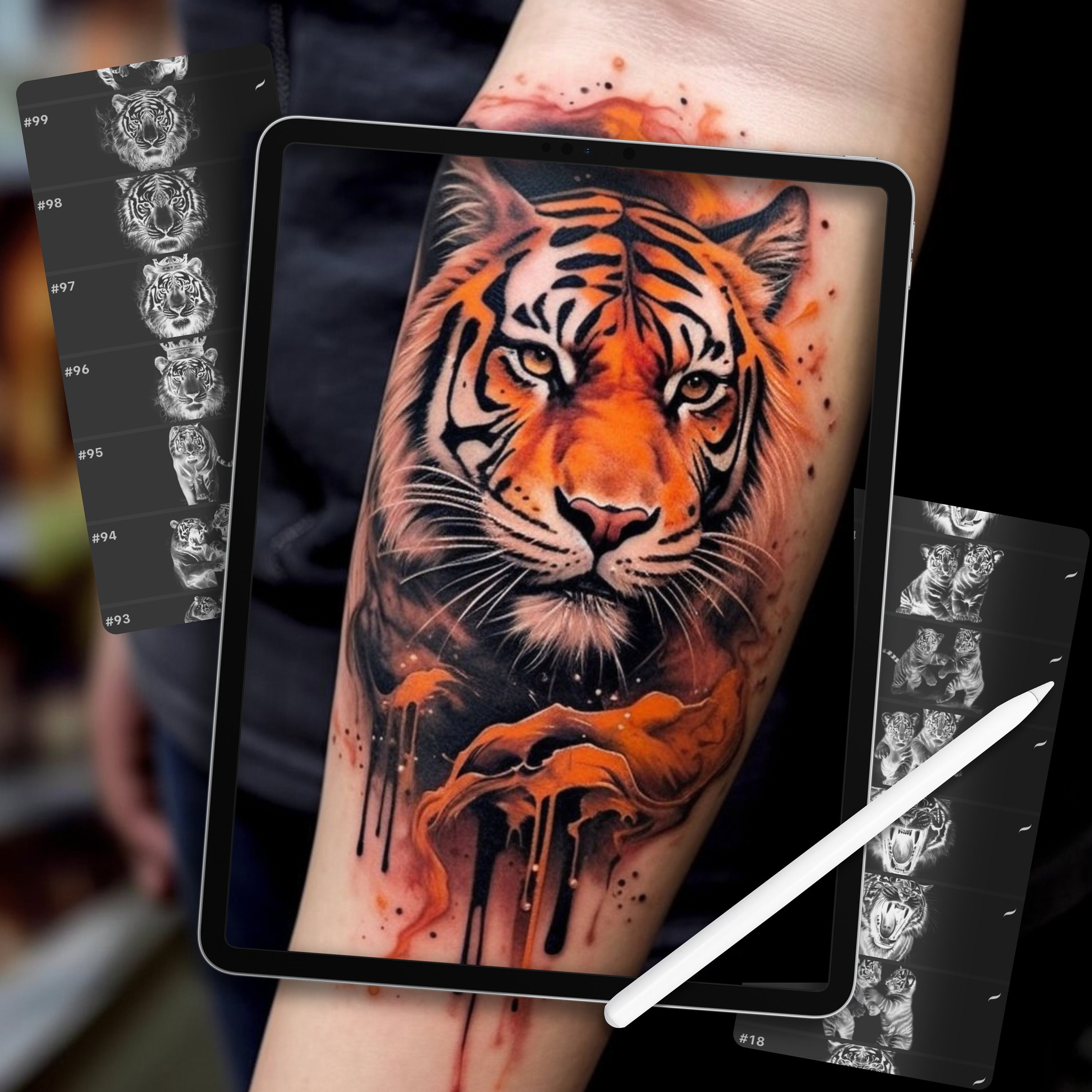100 Realistic Tiger Stamp Brushes for Procreate Tiger Tattoo - Etsy