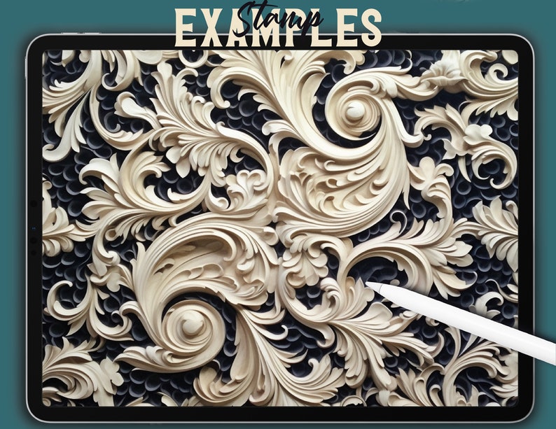 100 Realistic Acanthus Leaf Procreate Stamp Brushes, Realistic Graphics, Filigree Tattoo ...