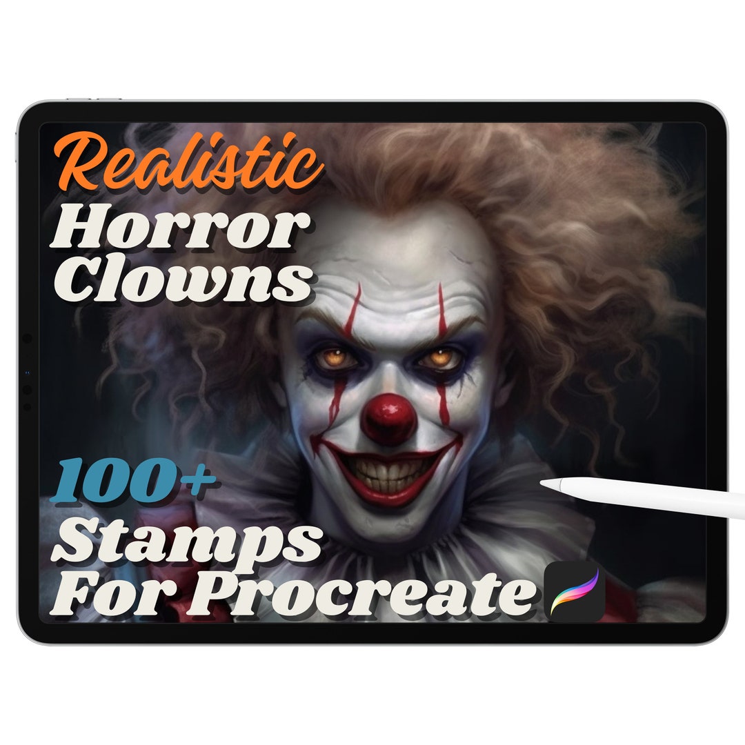 100 Realistic Horror Clowns Procreate Stamp Brushes Creepy - Etsy