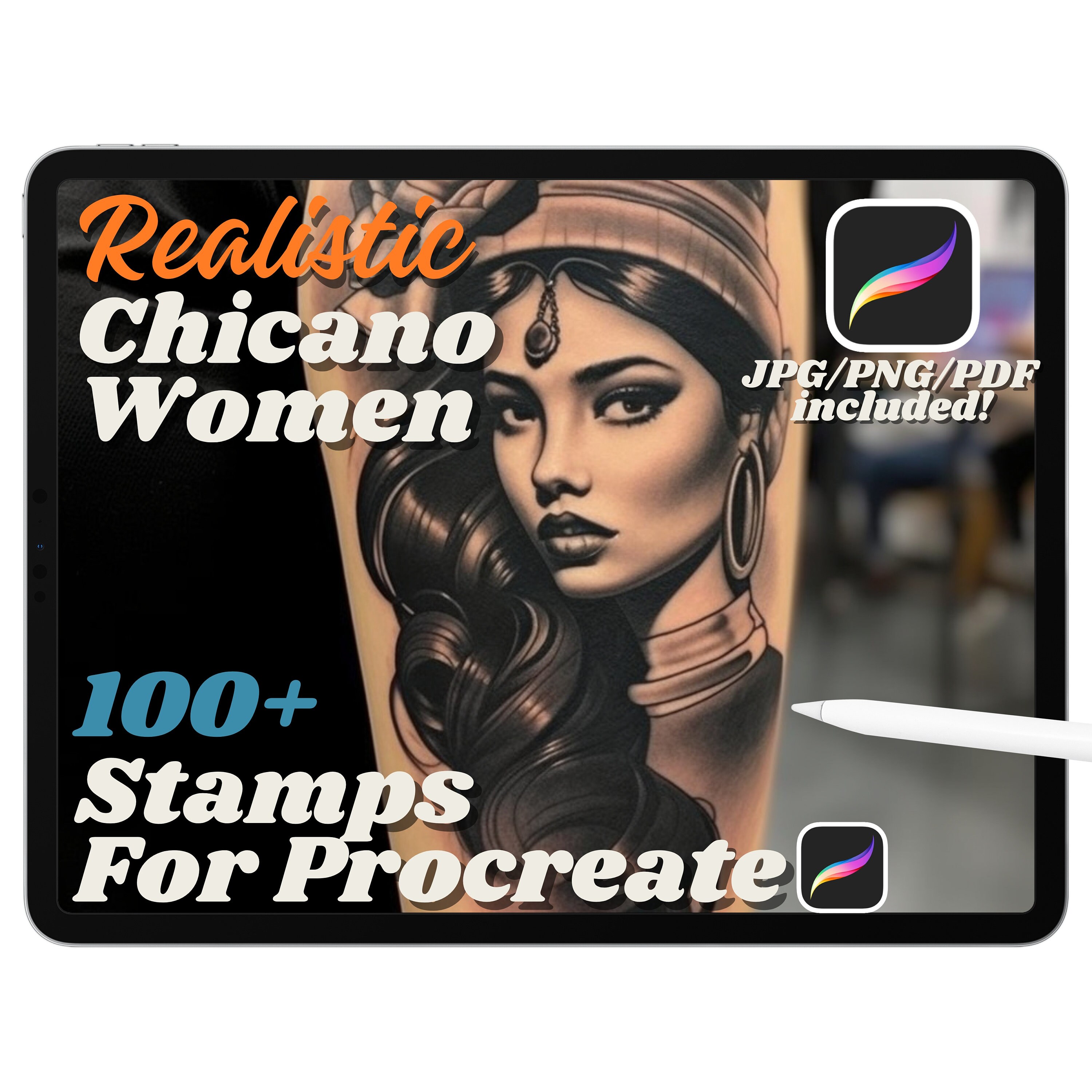 100 Chicano Women Procreate Stamps, Chicano Art Brushes for Procreate ...