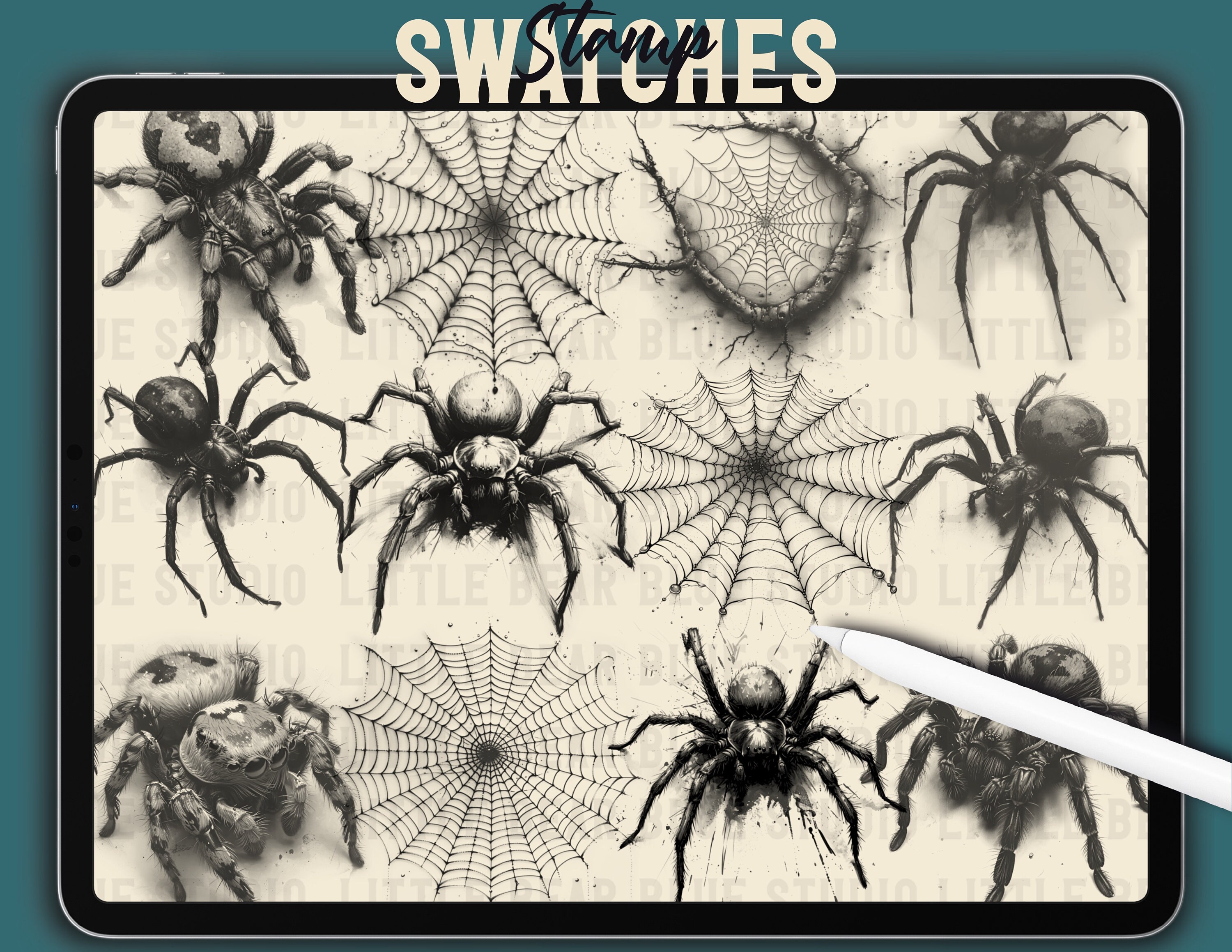 100 Realistic Spider Stamp Brushes for Procreate, Spider Tattoo ...