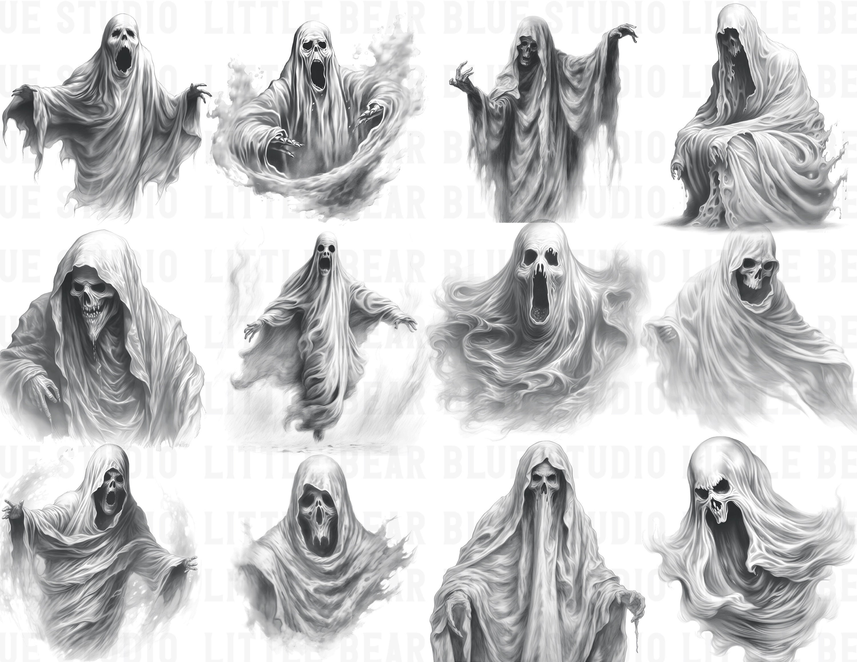 100 Procreate Ghost Stamps Ghost Halloween Procreate Stamp - Etsy