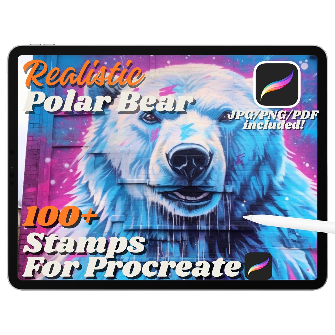 100 Realistic Polar Bear Stamp Brushes for Procreate, Polar Bear Tattoo ...