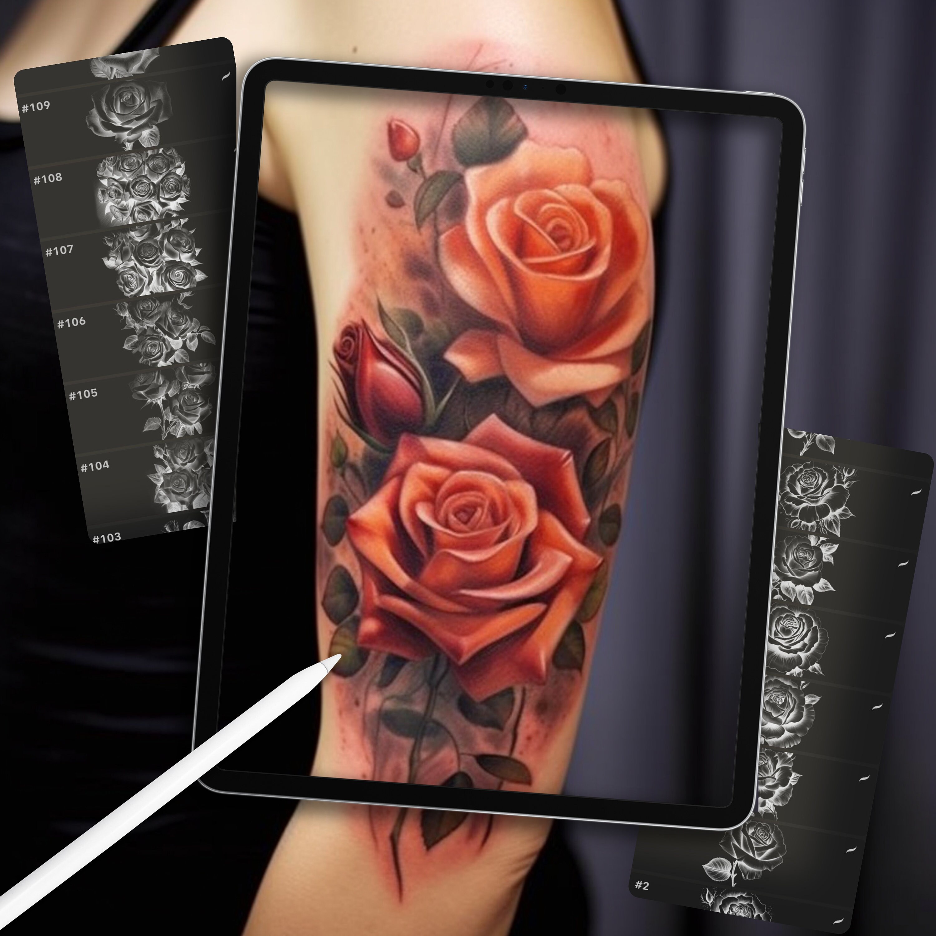 100 Realistic Rose Procreate Stamps, Rose Reference Brushes for ...